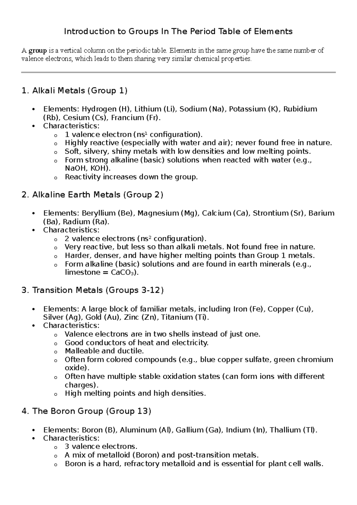 Groups in the Periodic Table of Elements: Overview and Characteristics ...