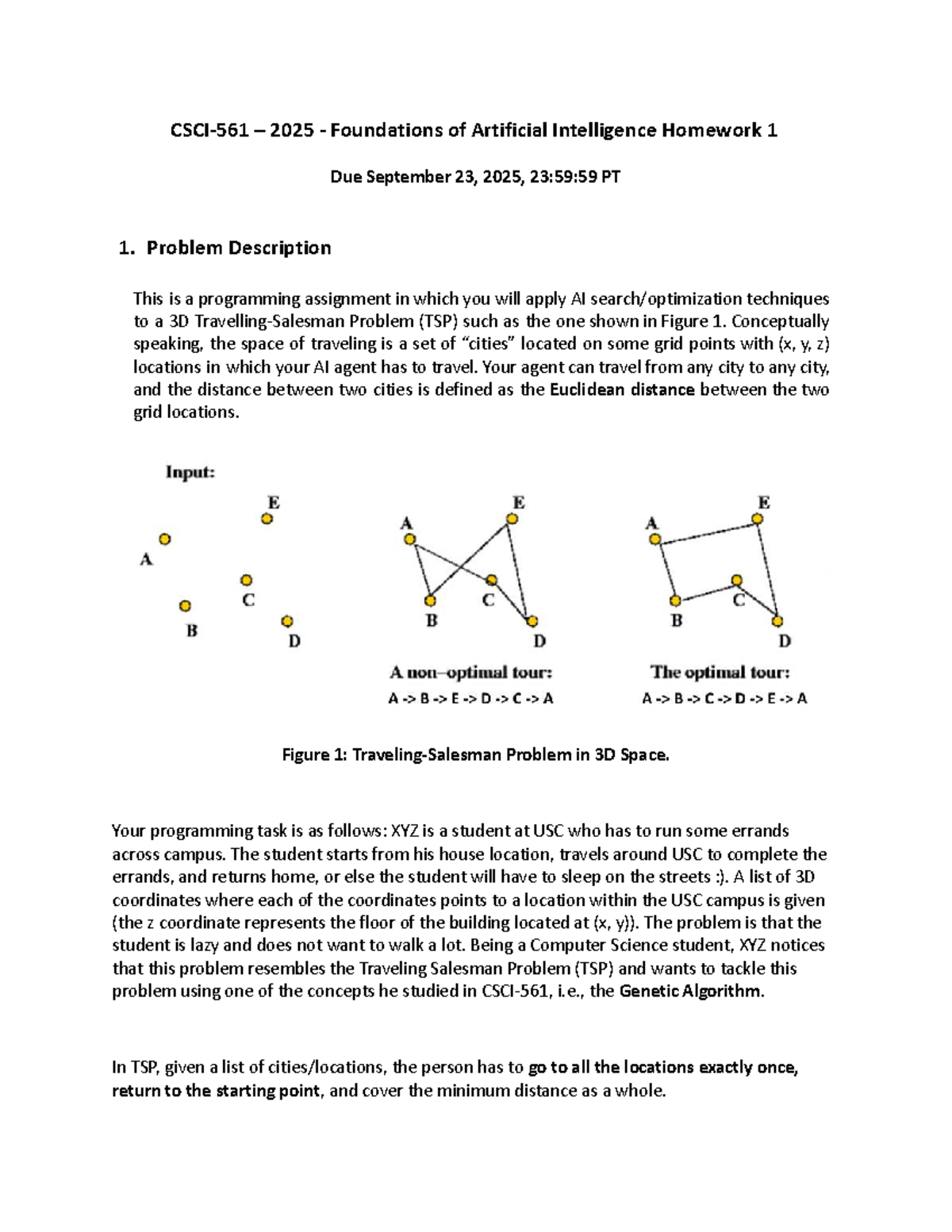 CSCI 561-Fall 2025: AI Programming Assignment on TSP - Studocu