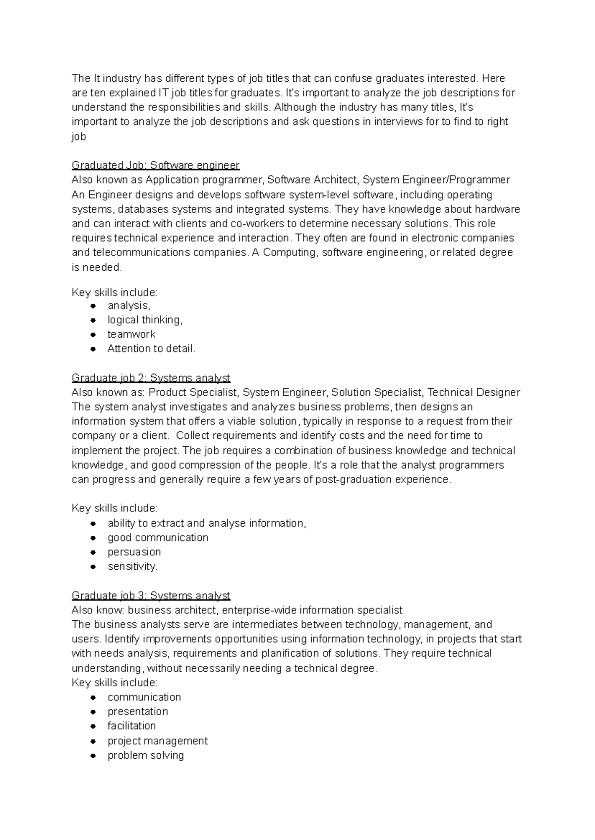 IT Job Titles Explained for Graduates: Key Roles & Skills Overview ...