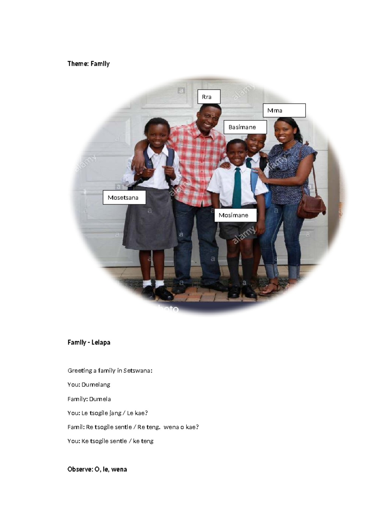 Setswana Lesson Notes: Family Greetings and Conversations - Studocu