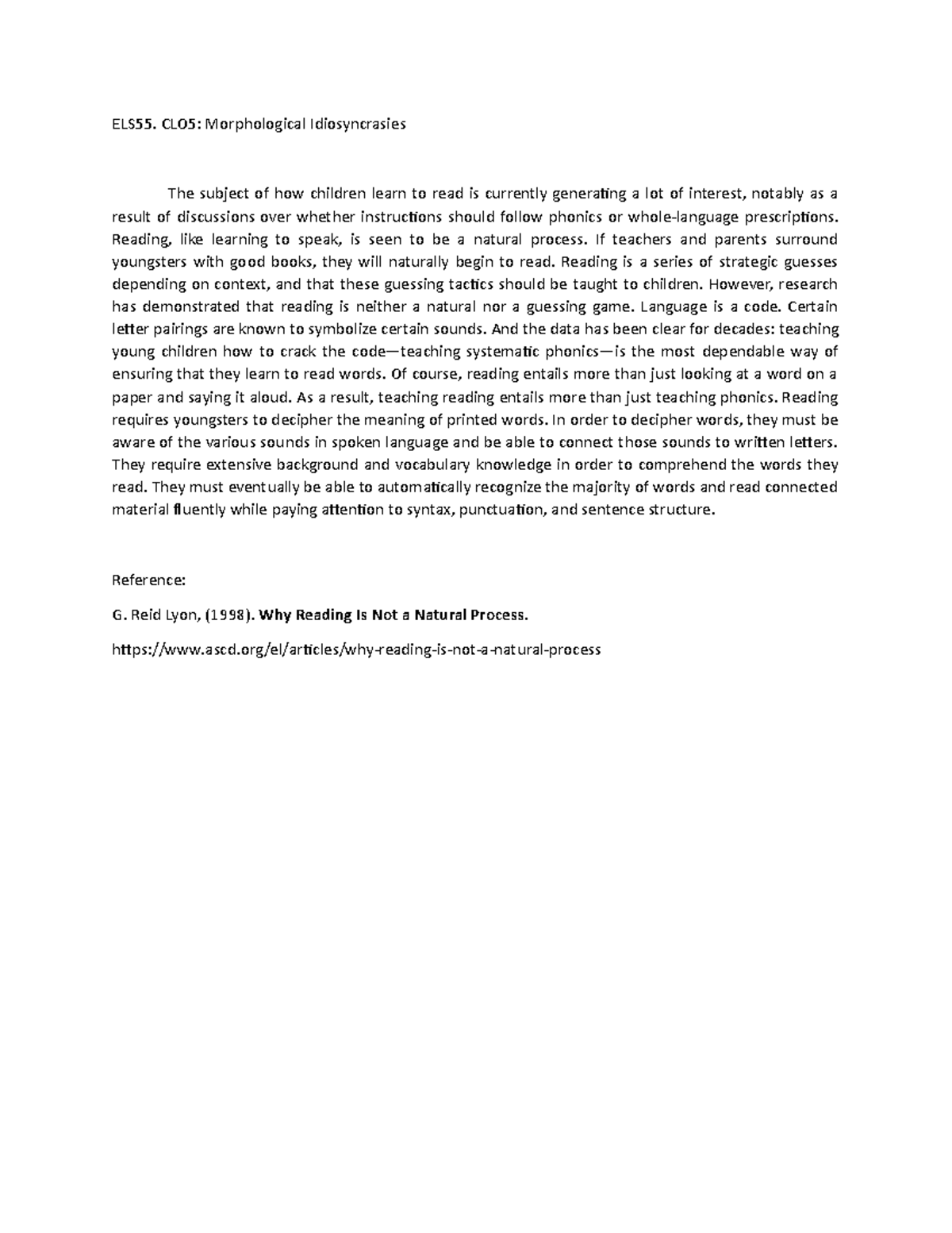 ELS55 part2 - lecture notes on morphological idiosyncrasies - ELS55 ...