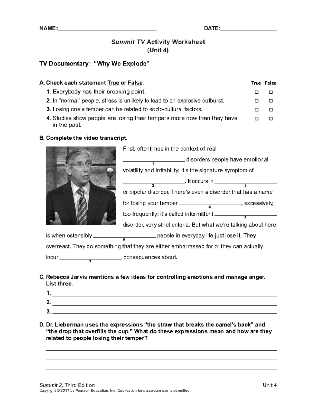 Unit 4 Video Worksheet - asdgadsg - Copyright © 2017 by Pearson ...
