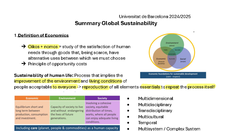 UB Final Exam Summary: Global Sustainability Concepts and Economics ...