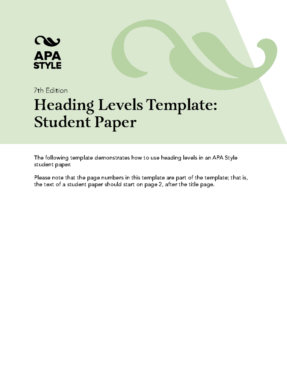 APA 7th Ed. Heading Levels Template for Student Paper - Studocu