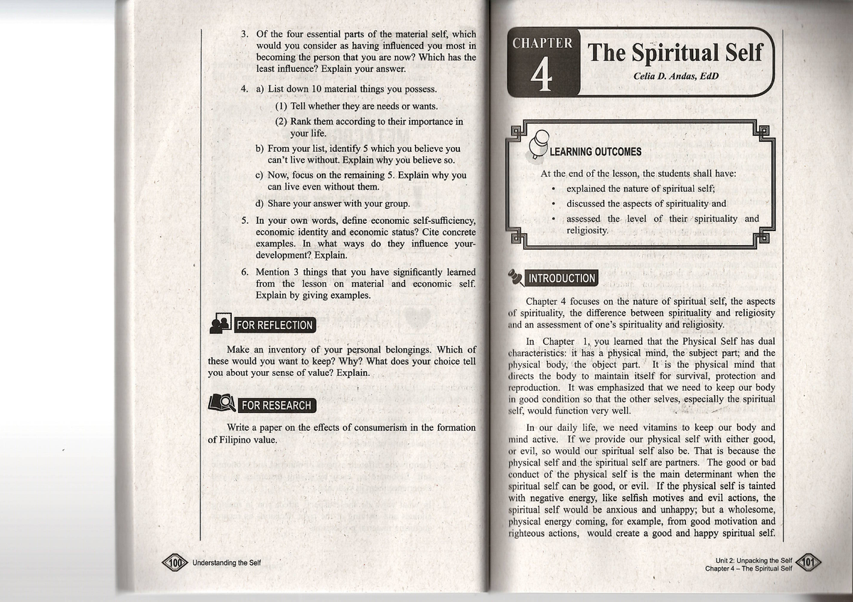 Understanding the Self: Chapter 4 - The Spiritual Self - Studocu