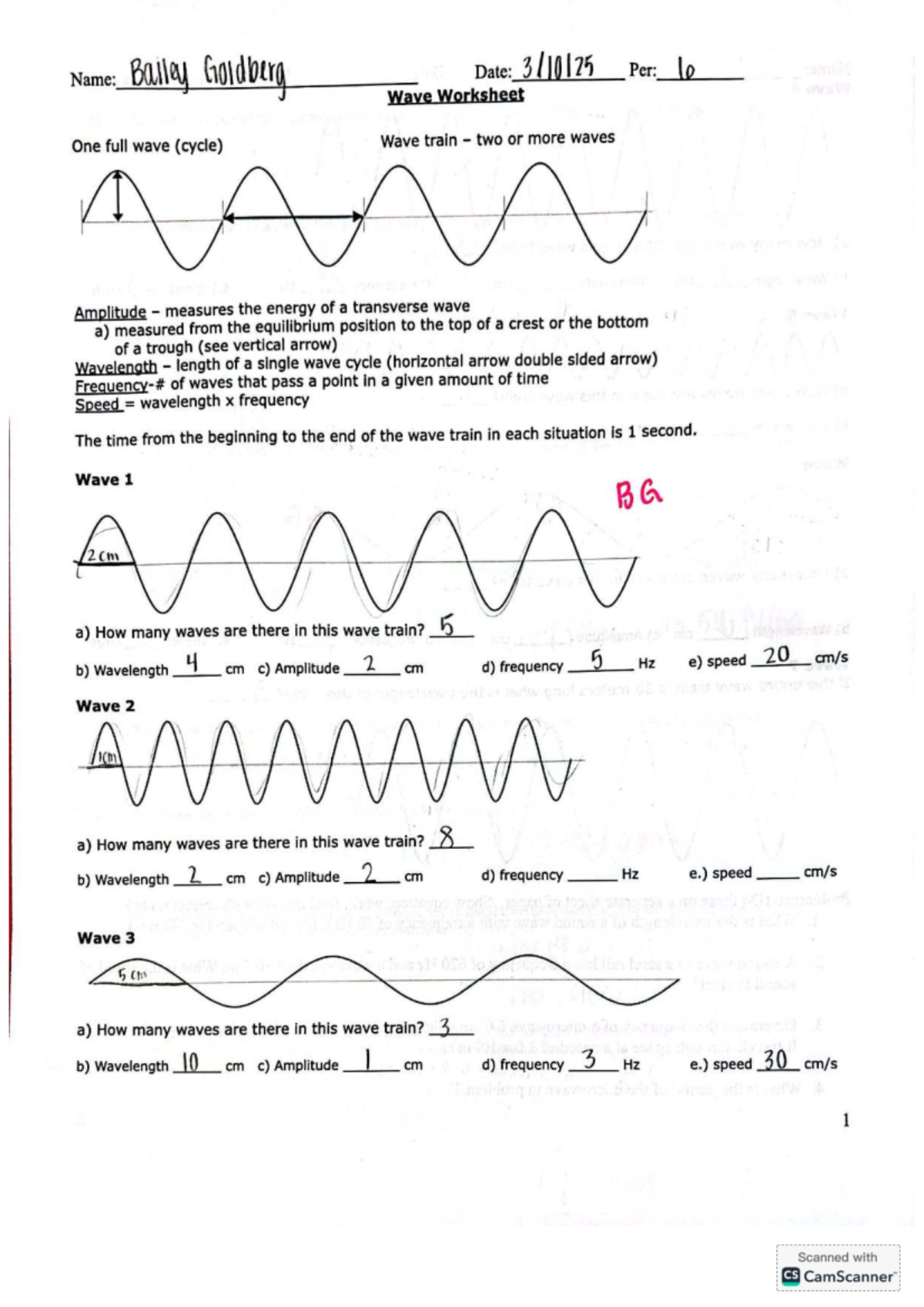 Physics 101: Wave Worksheet - Analyzing Wave Properties and Behavior - Studocu