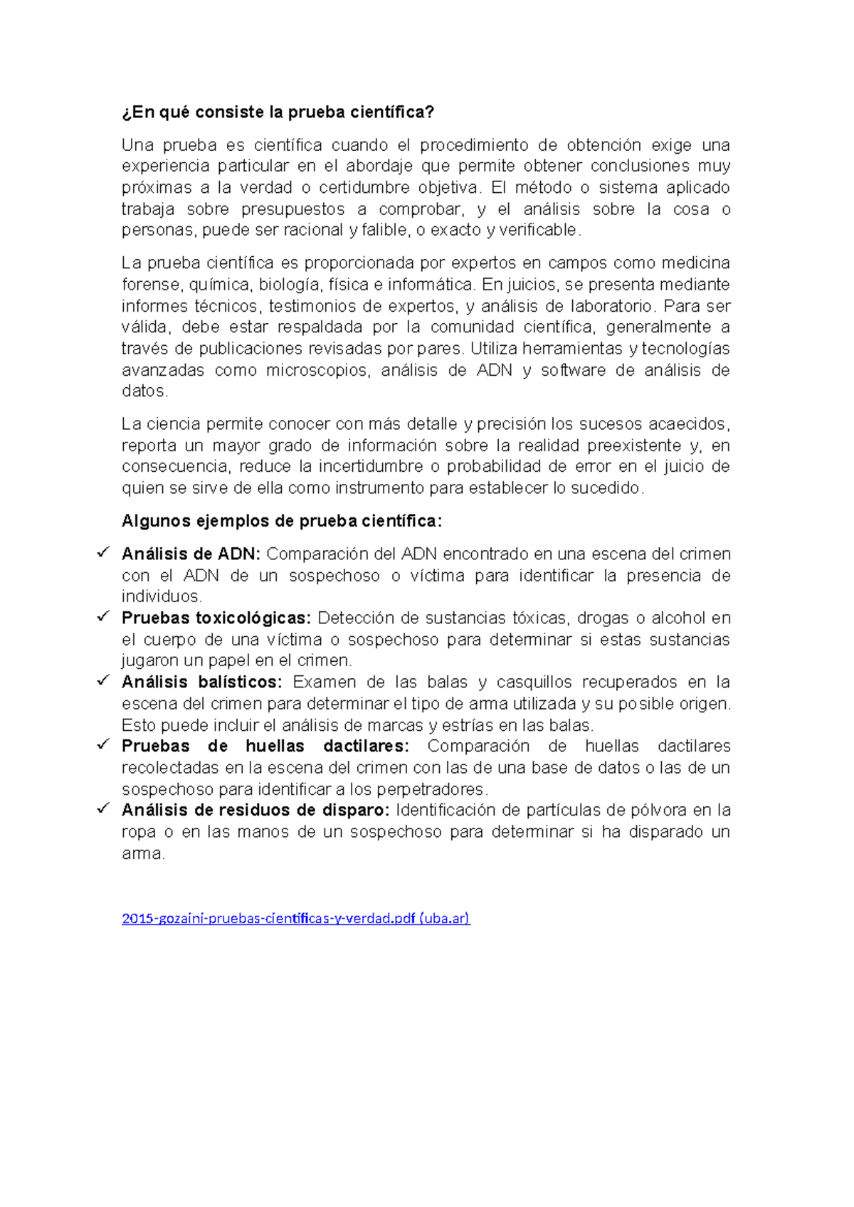 Prueba Científica: Conceptos y Ejemplos Claves para Comprenderla - Studocu