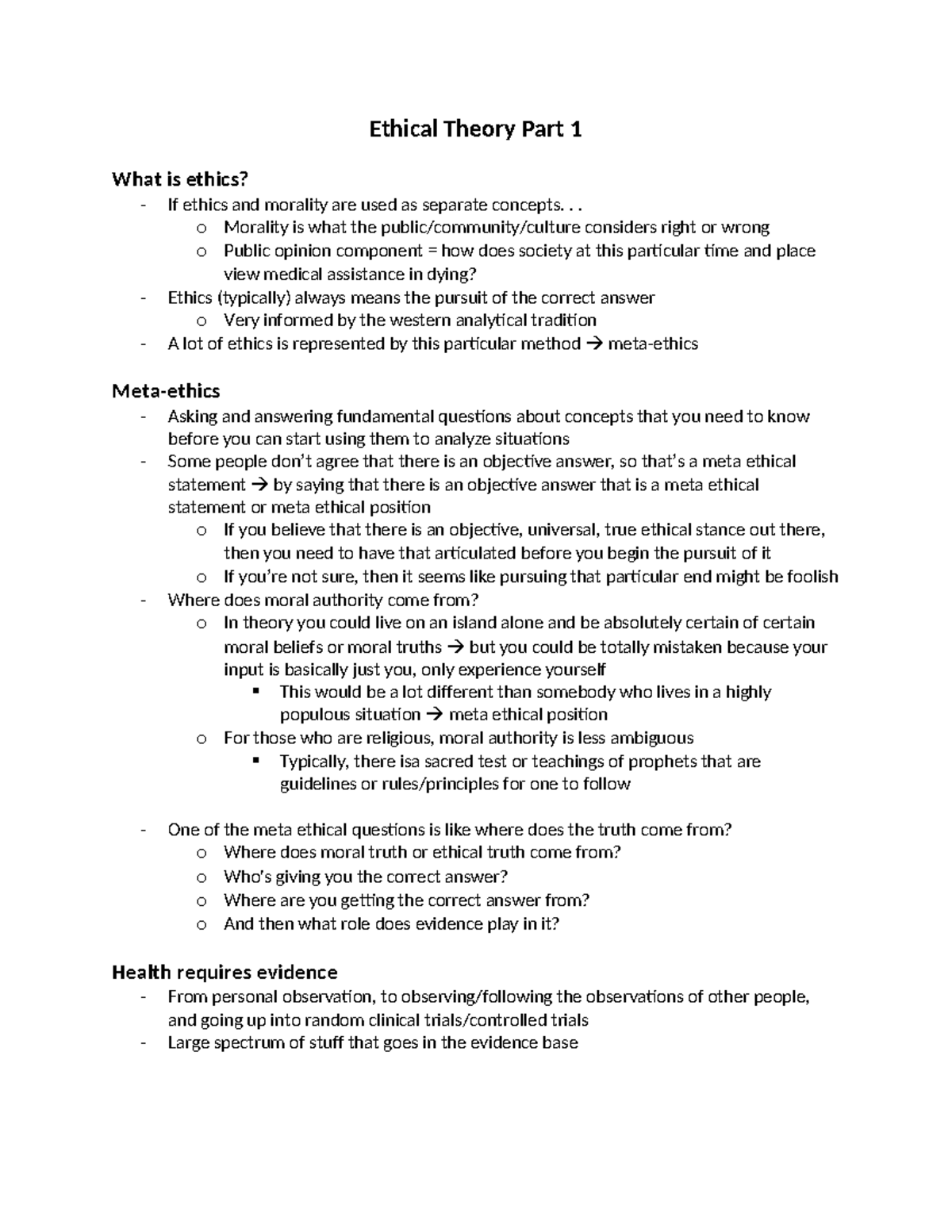 Ethical Theory Part 1: Understanding Ethics and Morality - Studocu