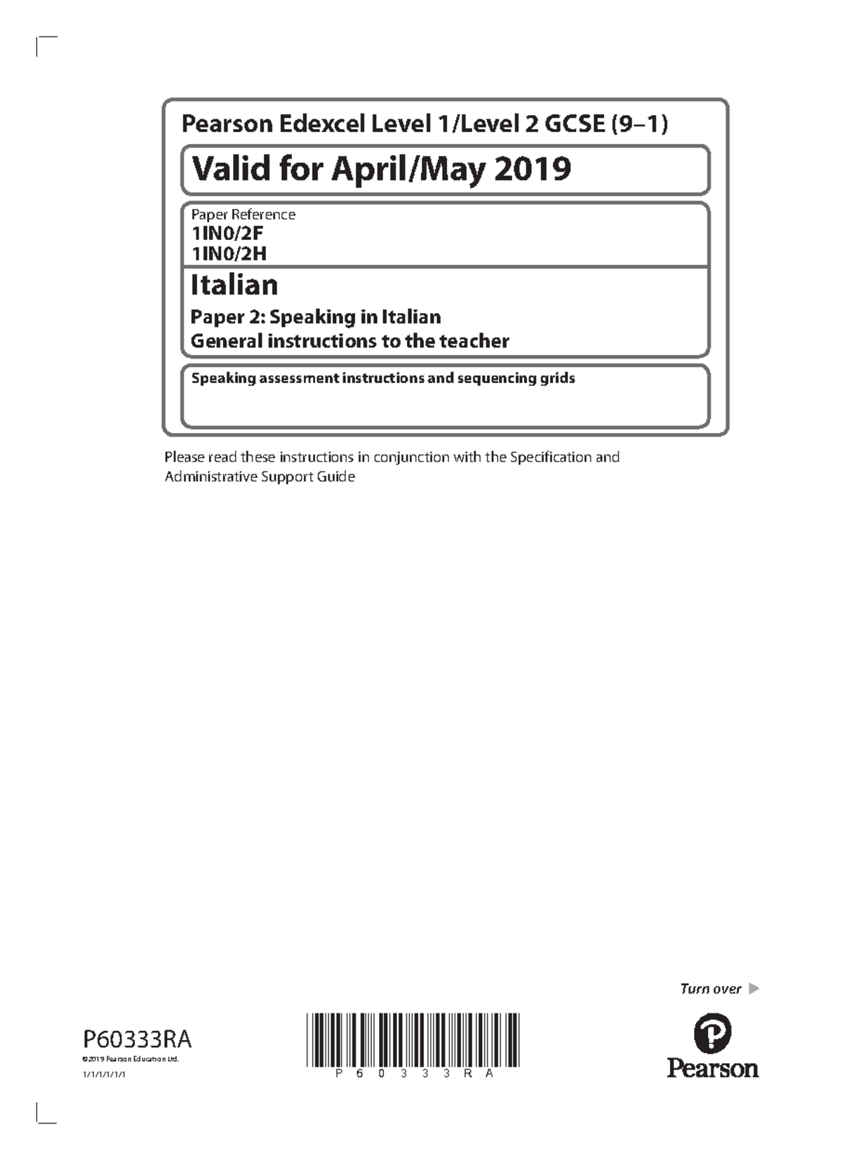 GCSE Italian 1IN0 2F/2H - Teacher-Examiner Speaking Assessment Guide ...