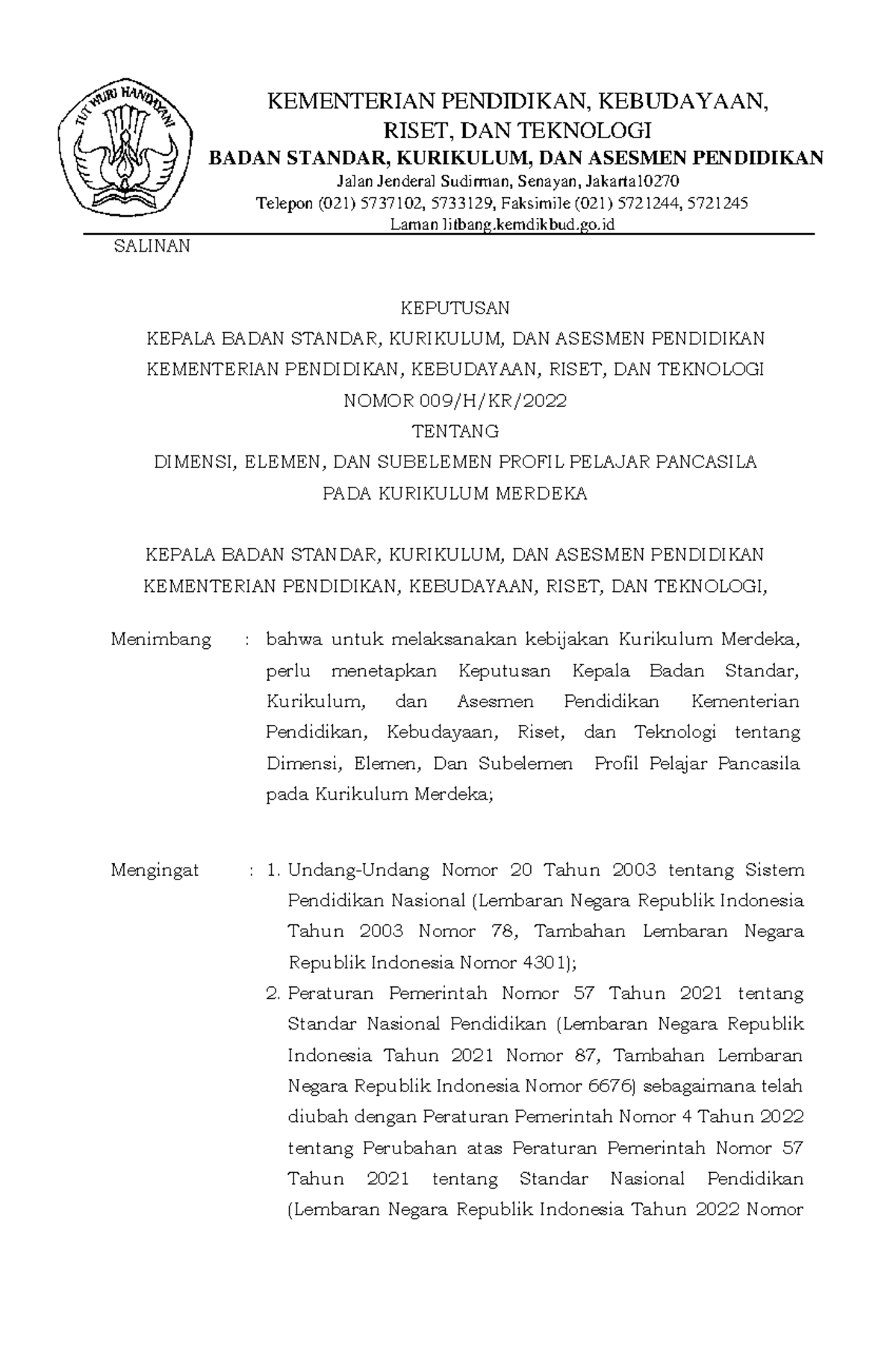 **Dimensi dan Elemen Profil Pelajar Pancasila pada Kurikulum Merdeka ...