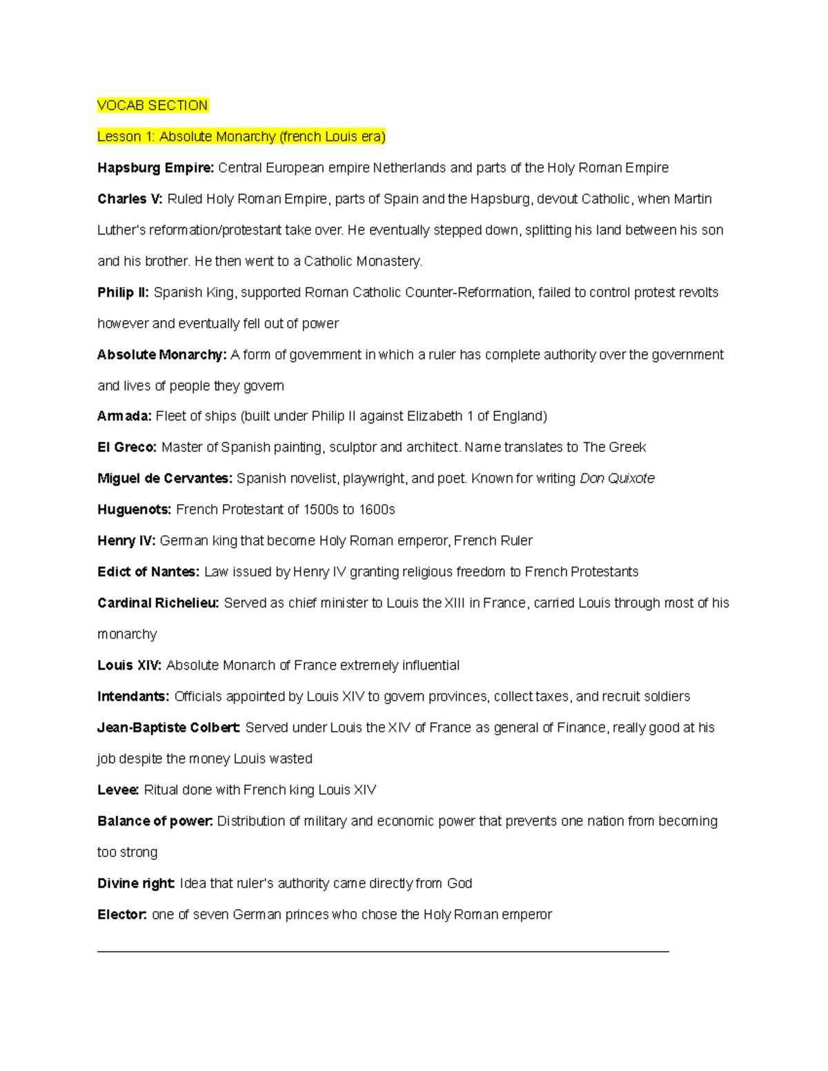 History Quest Study Guide: Absolute Monarchy & Enlightenment Concepts ...