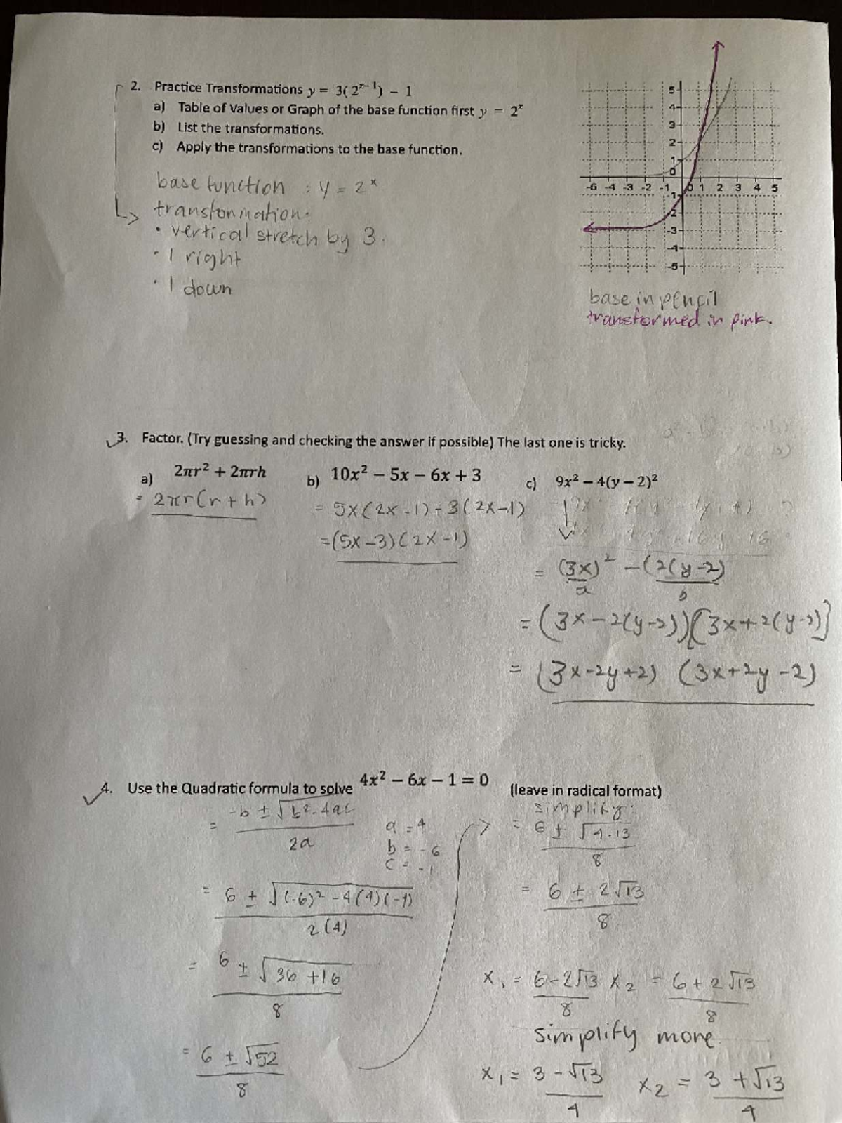 MCR3UU Day 7 - Lecture Notes on Transformations and Quadratics - Studocu