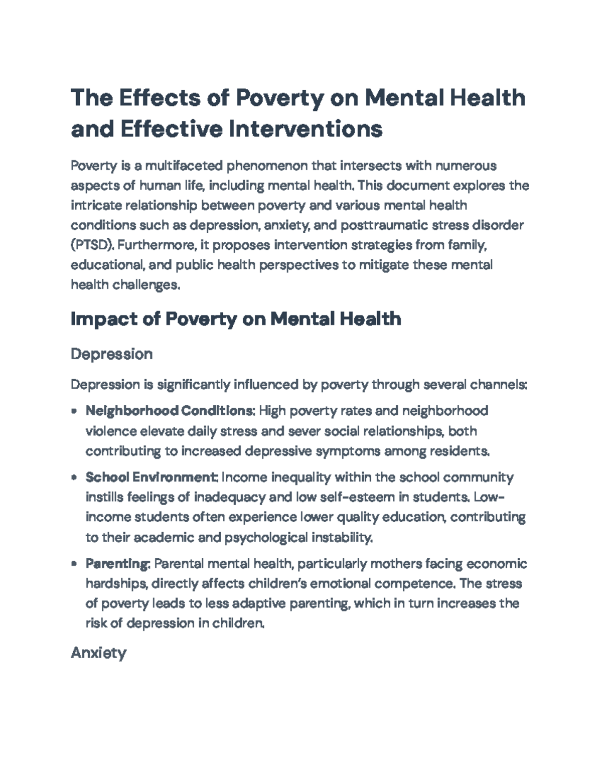 Understanding Poverty's Impact on Mental Health and Interventions - The ...