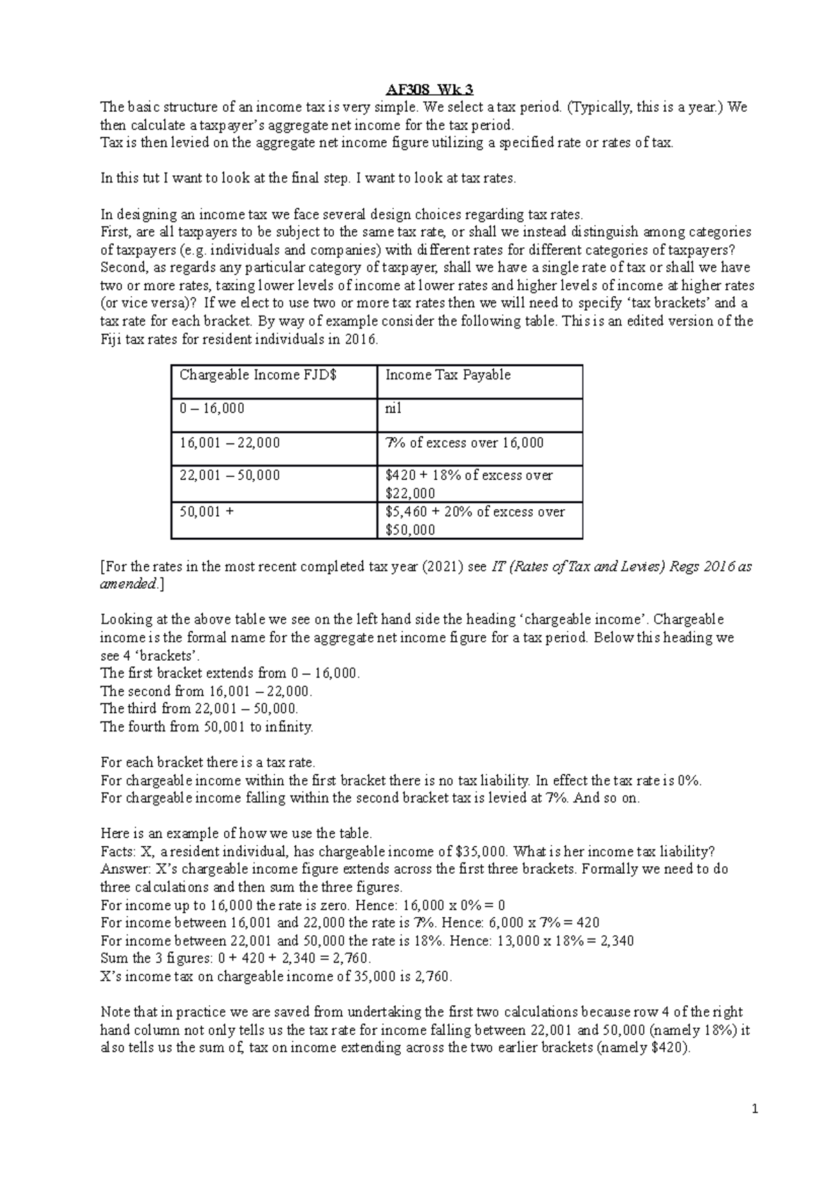 AF308 Wk 3 - Income Tax Structure and Tax Rate Analysis - Studocu