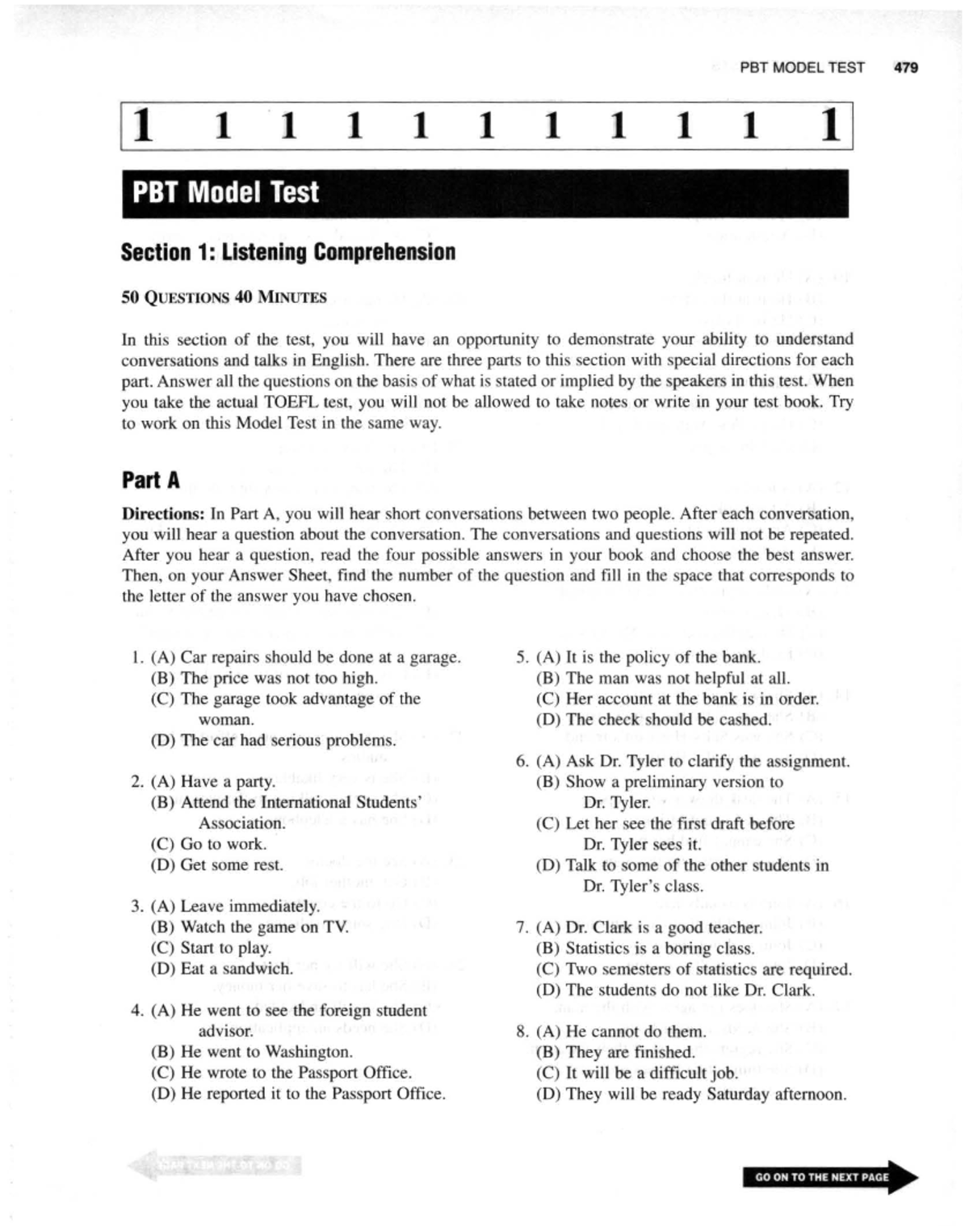 PBT Model Test 11: Listening Comprehension Practice - Studocu