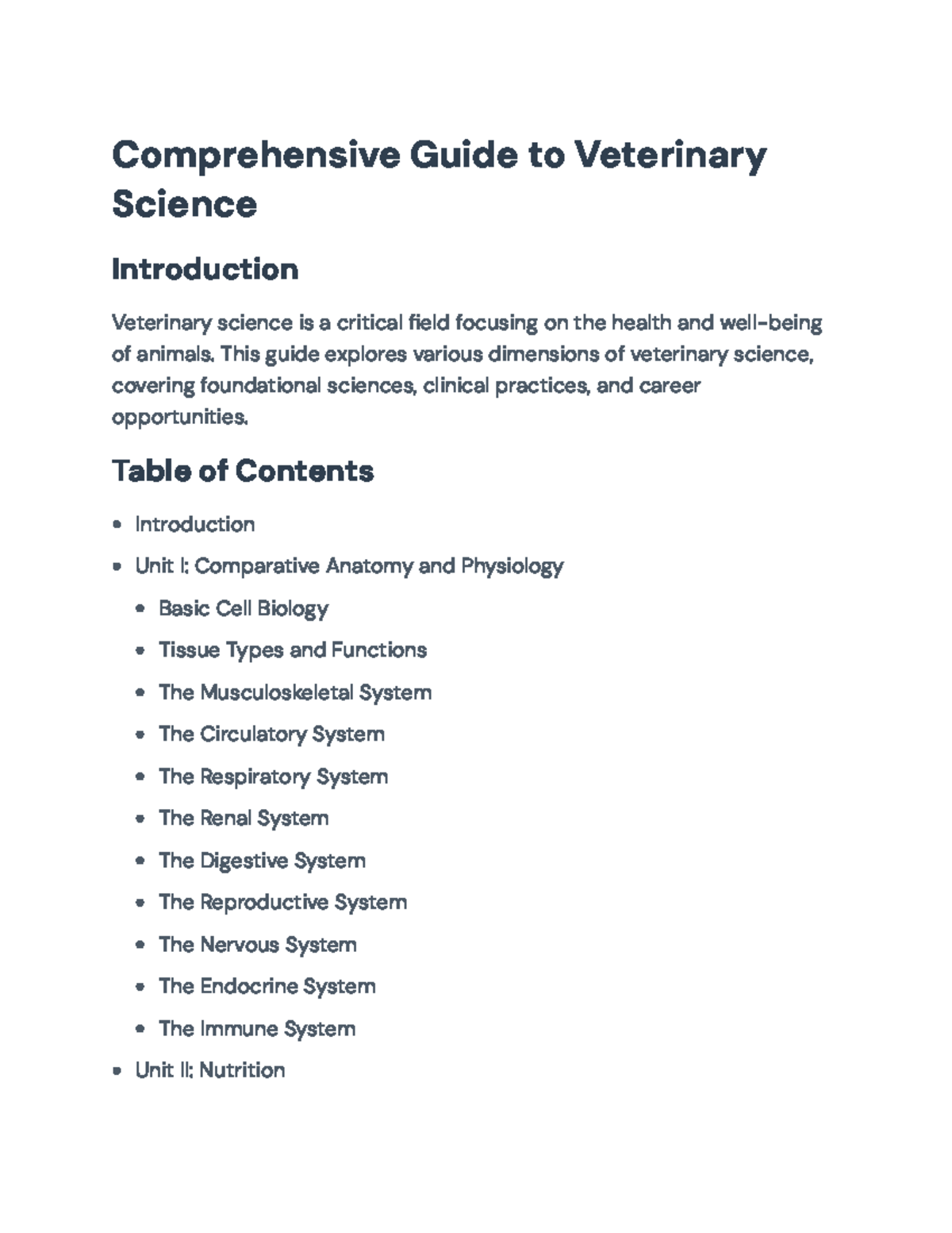 Comprehensive Guide to Veterinary Science: Anatomy, Nutrition, and ...