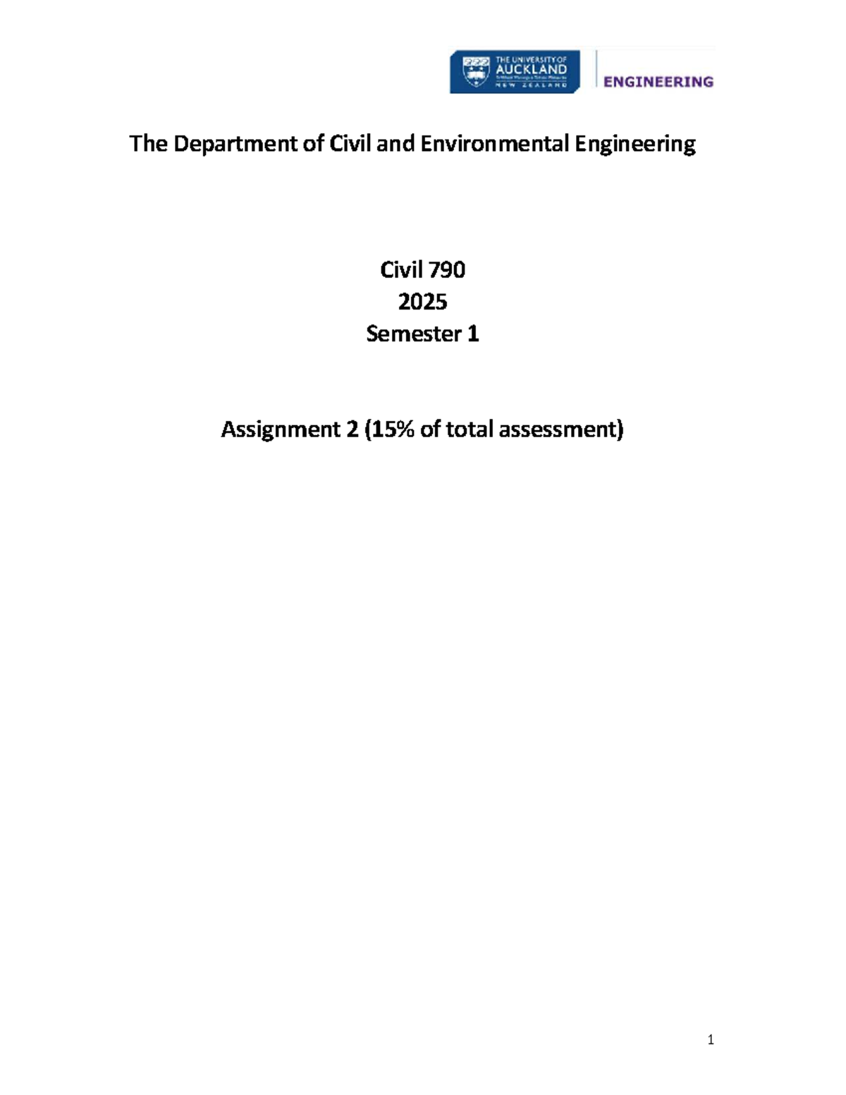 Civil 790 2025 Semester 1 Assignment 2: Contract Administration ...