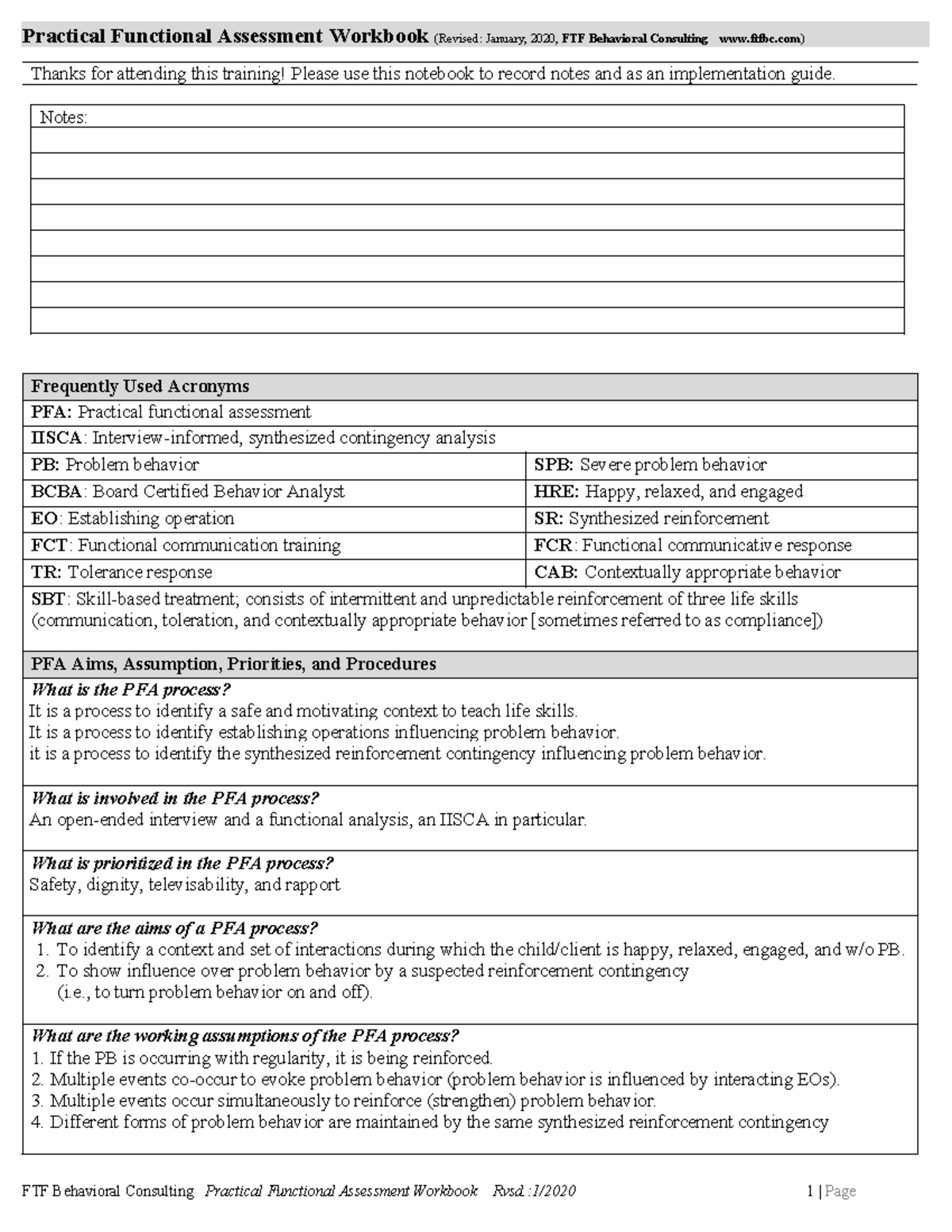 Practical Functional Assessment (PFA) Workbook - Theory Overview - Studocu
