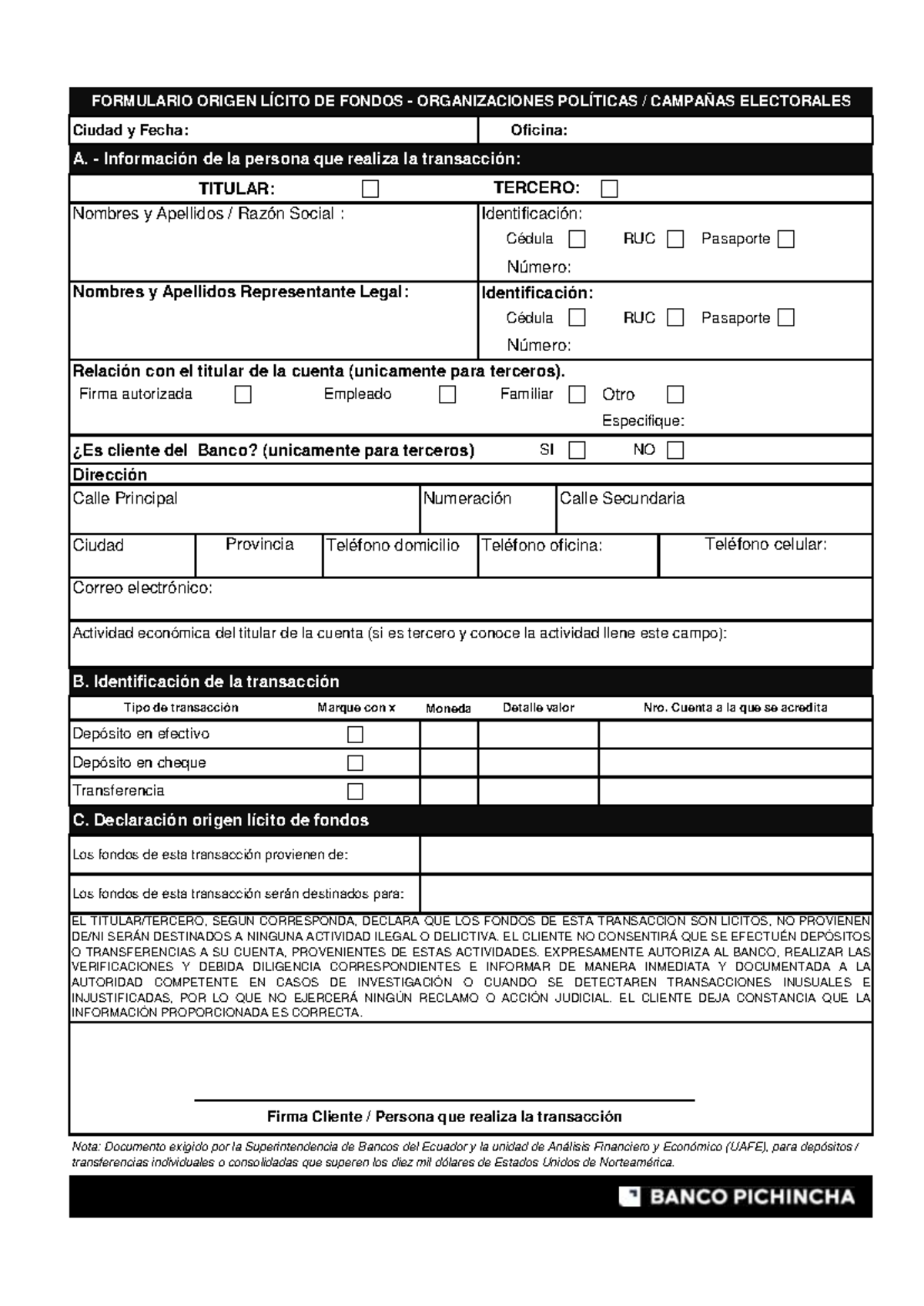 Formulario de Origen Lícito de Fondos - Campañas Electorales - Studocu