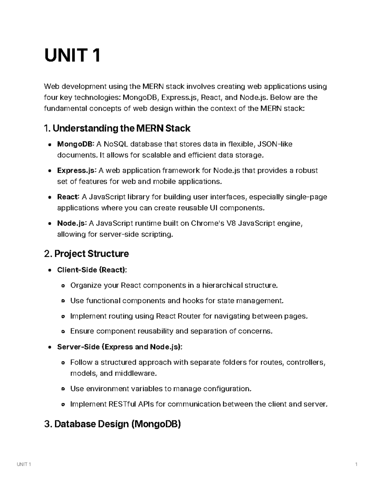 MERN Stack Overview: Comprehensive Notes & Guidelines for All Units ...