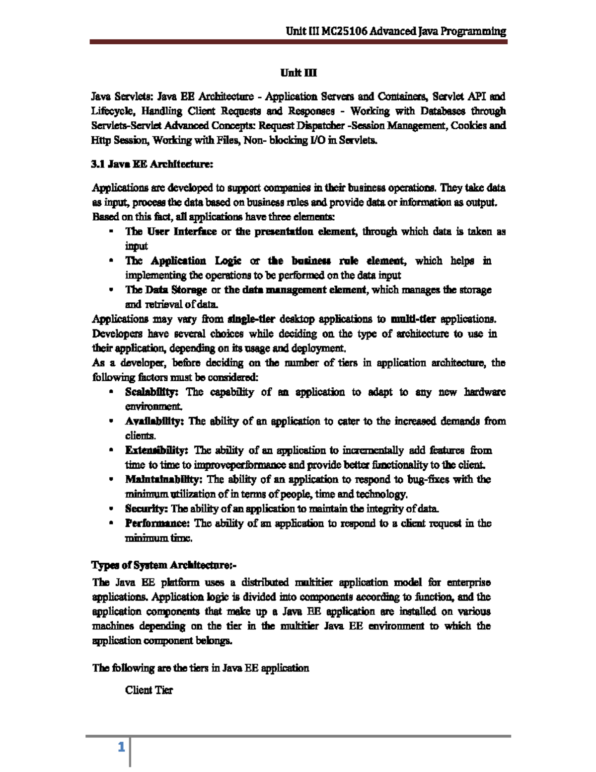 Unit MC25106 Advanced Java Programming: Java EE Architecture & Servlets - Studocu