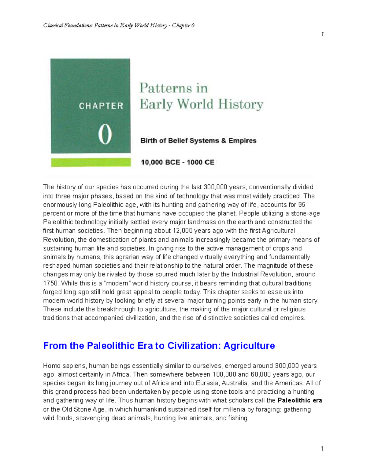 Classical Foundations: Patterns in Early World History Chapter 01 ...
