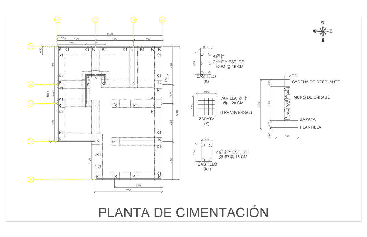Planta de cimentacion-Presentación 1 - CADENA DE DESPLANTE MURO DE ...