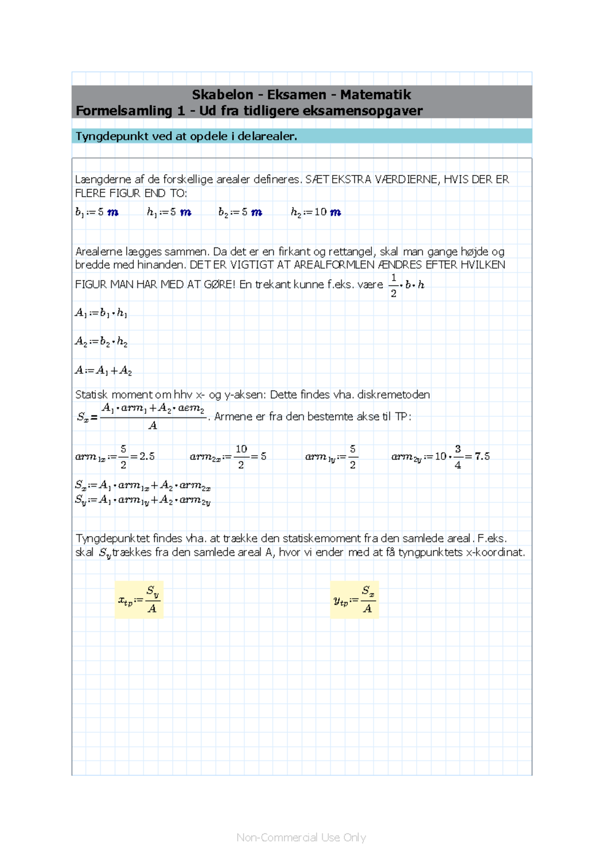 Skabelon Mat - Skabelon - Eksamen - Matematik Formelsamling 1 - Ud fra ...