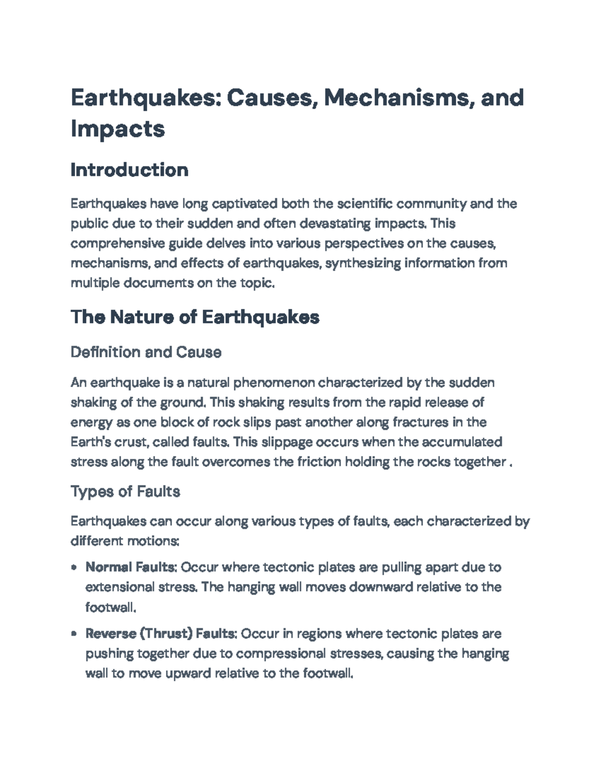 Understanding Earthquakes: Causes, Mechanisms, and Impacts - SCI 101 ...