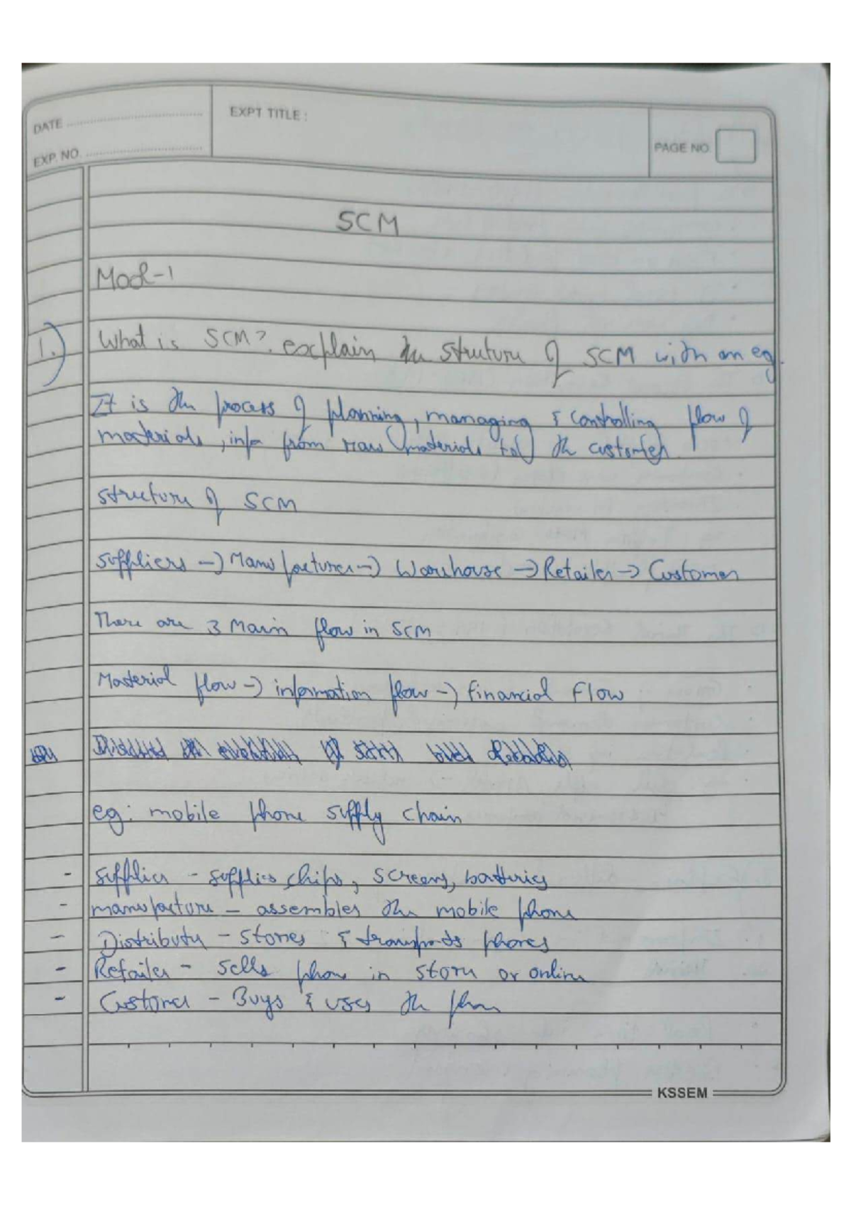 Bcb613b Supply Chain Management: Previous Year Exam Paper - Studocu
