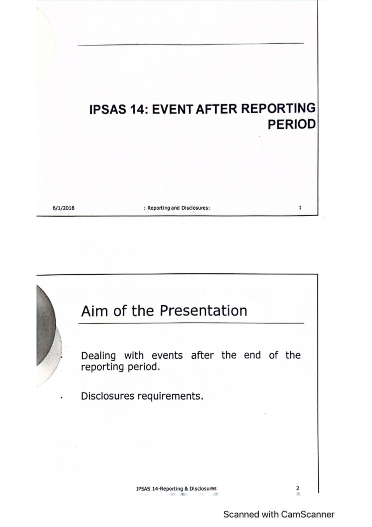 IPSAS 14: Events After Reporting Period - Reporting & Disclosures - Studocu