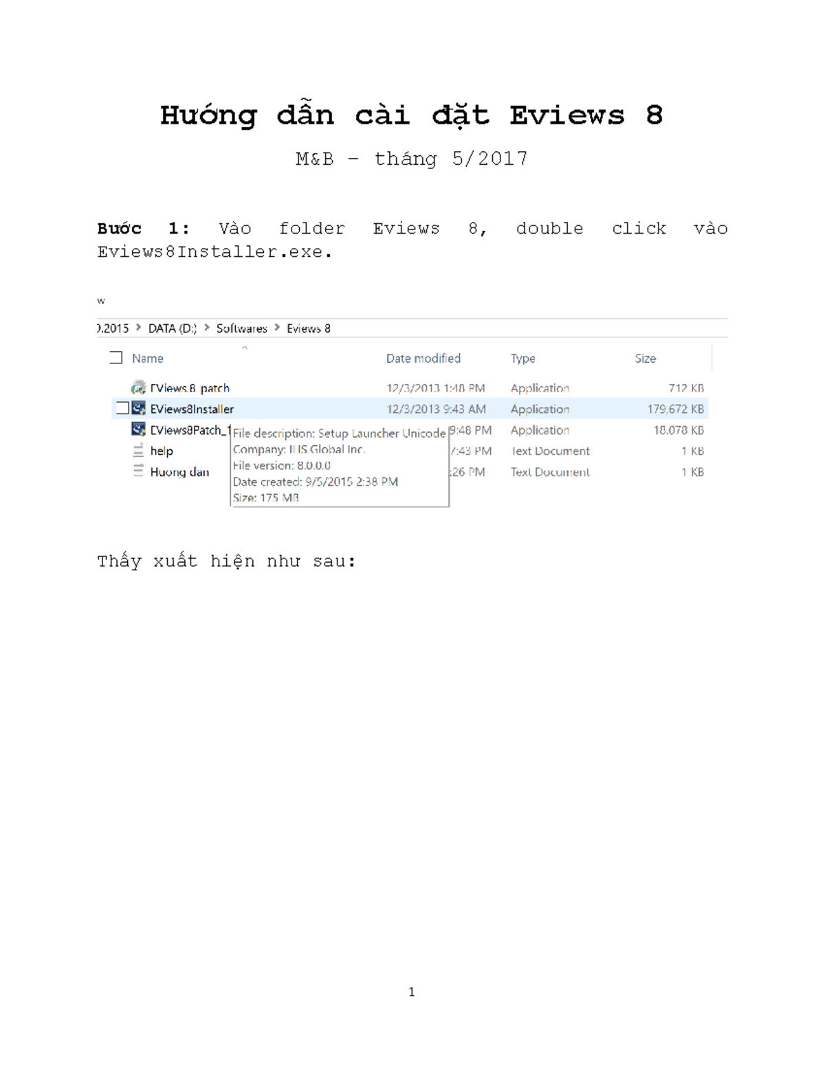 Hướng Dẫn Cài Đặt Eviews 8: Chi Tiết Từng Bước M&B Tháng 5 - Studocu