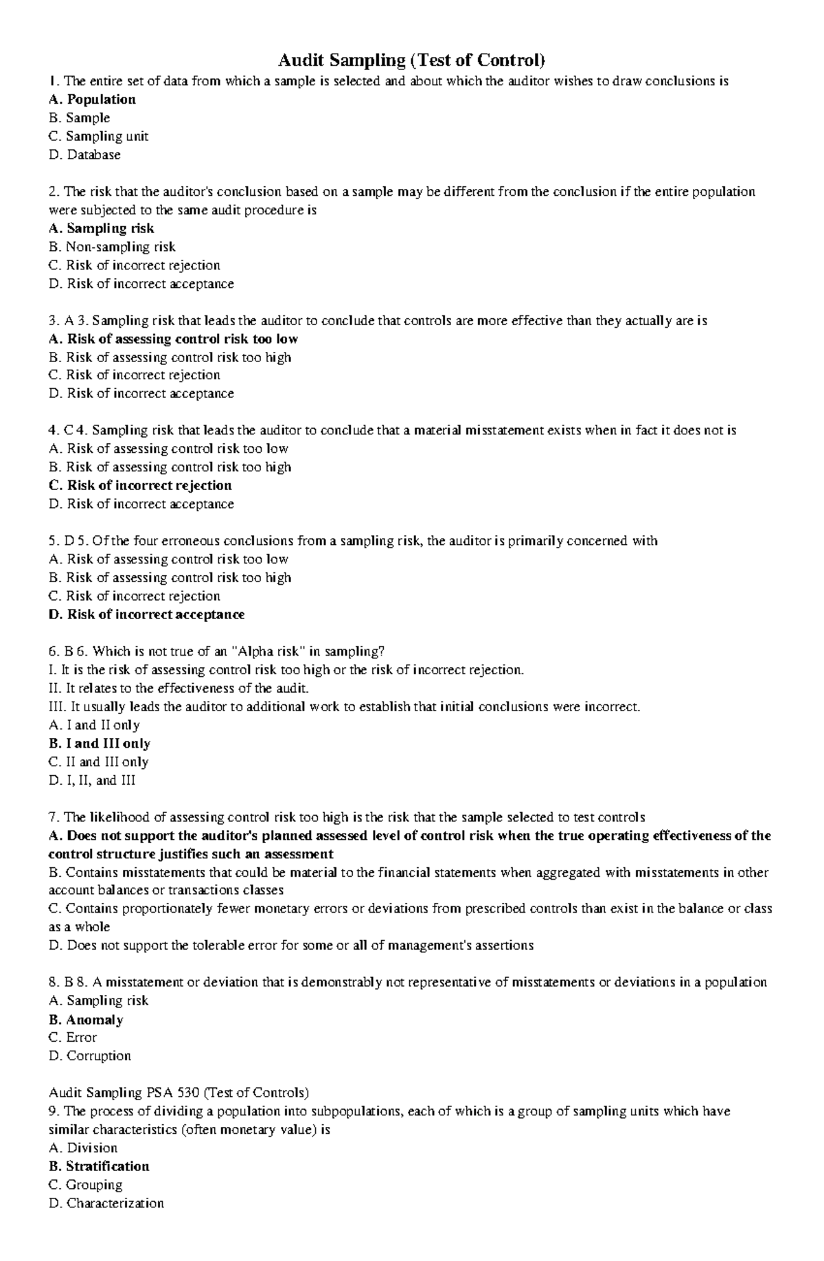 Audit Sampling: Test of Controls (PSA 530) - Key Concepts and Risks ...