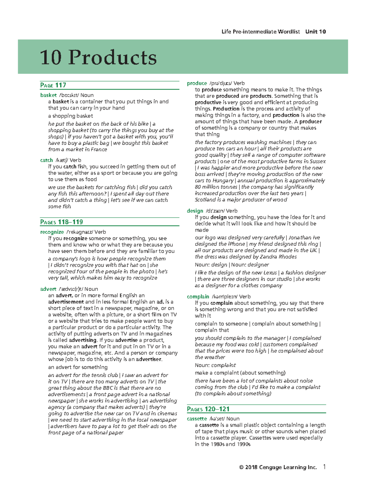 Life Pre-Intermediate Wordlist: Unit 10 Vocabulary Overview - Studocu