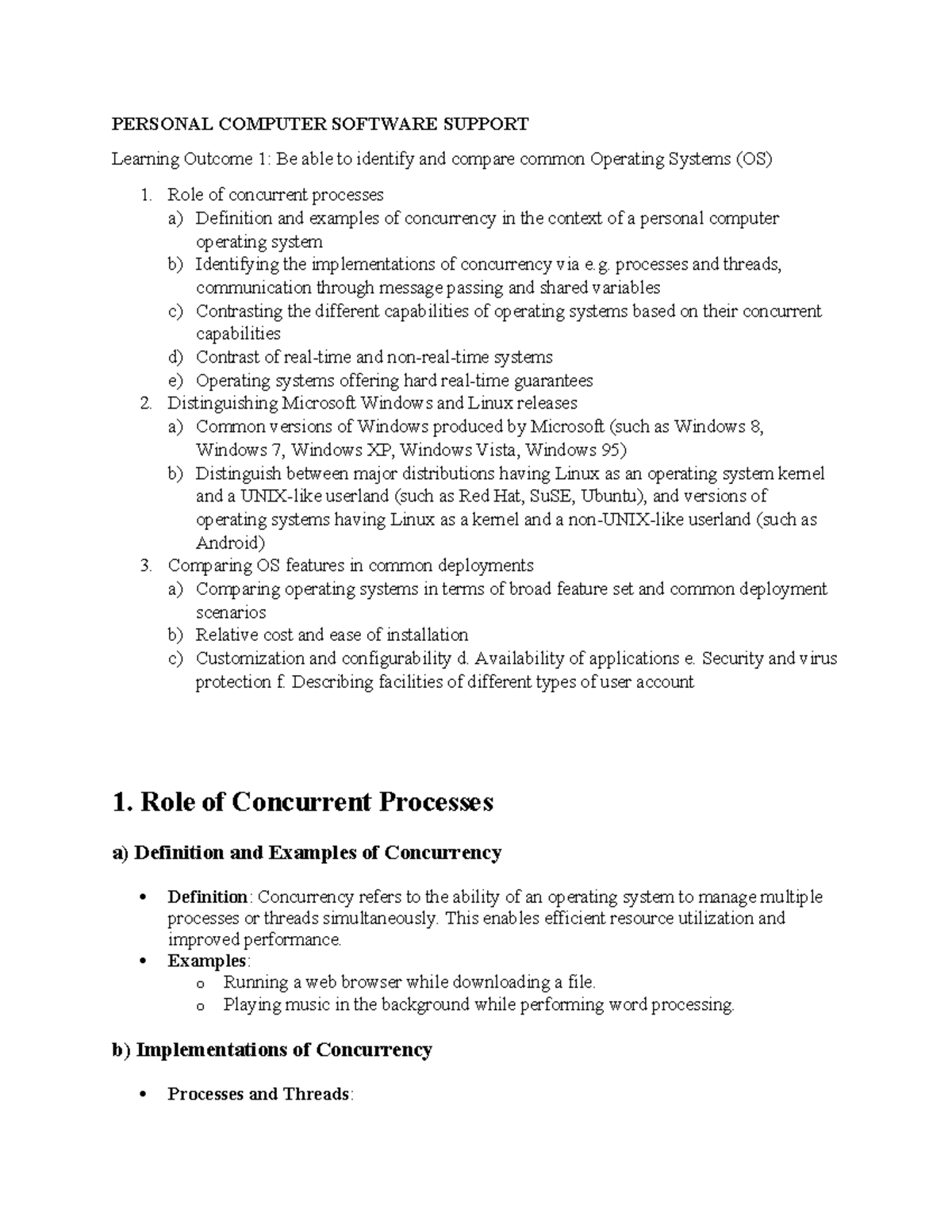 Abma Computer Engineering Unit 5: OS Support & Comparisons - Studocu