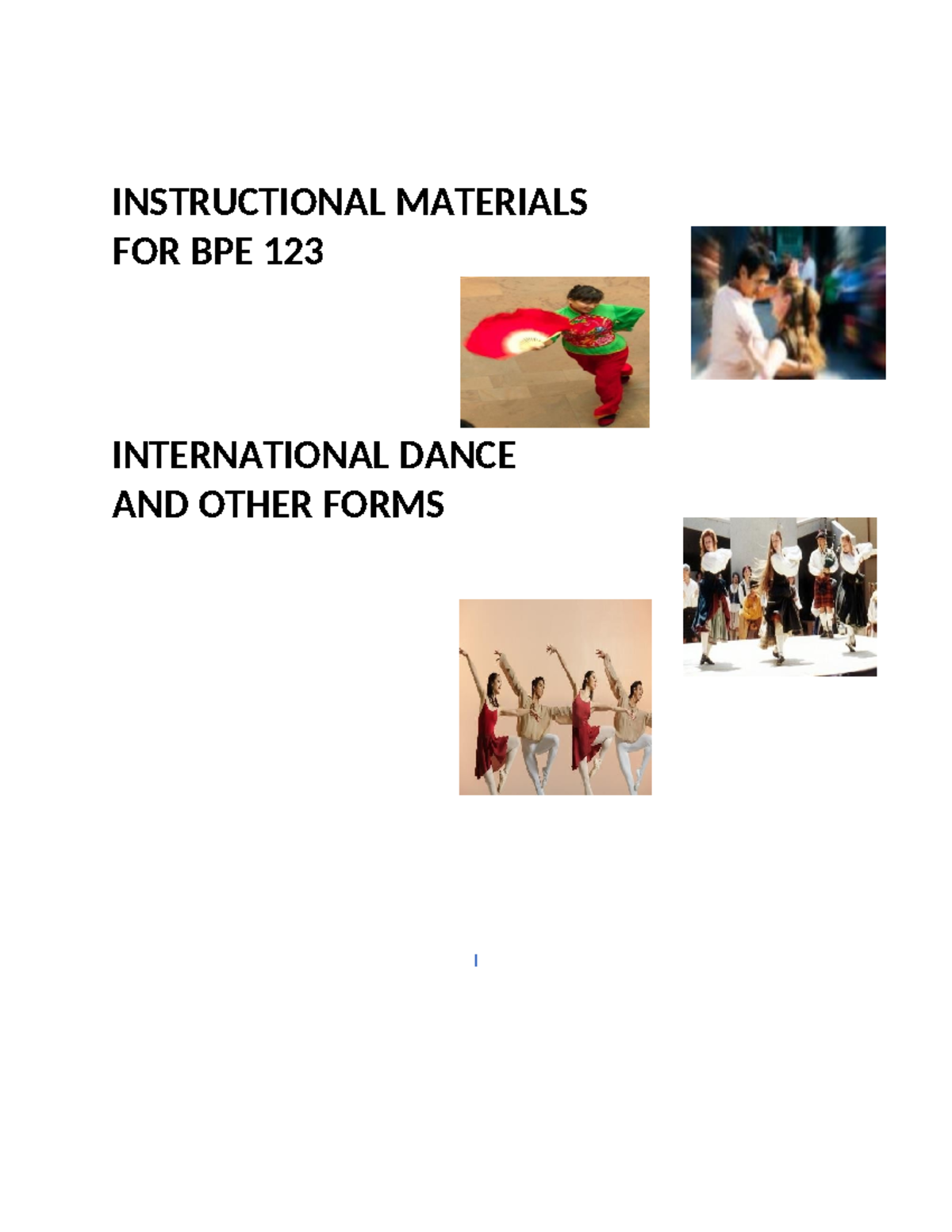 **BPE 123: Module on International Dance Forms and History** - Studocu