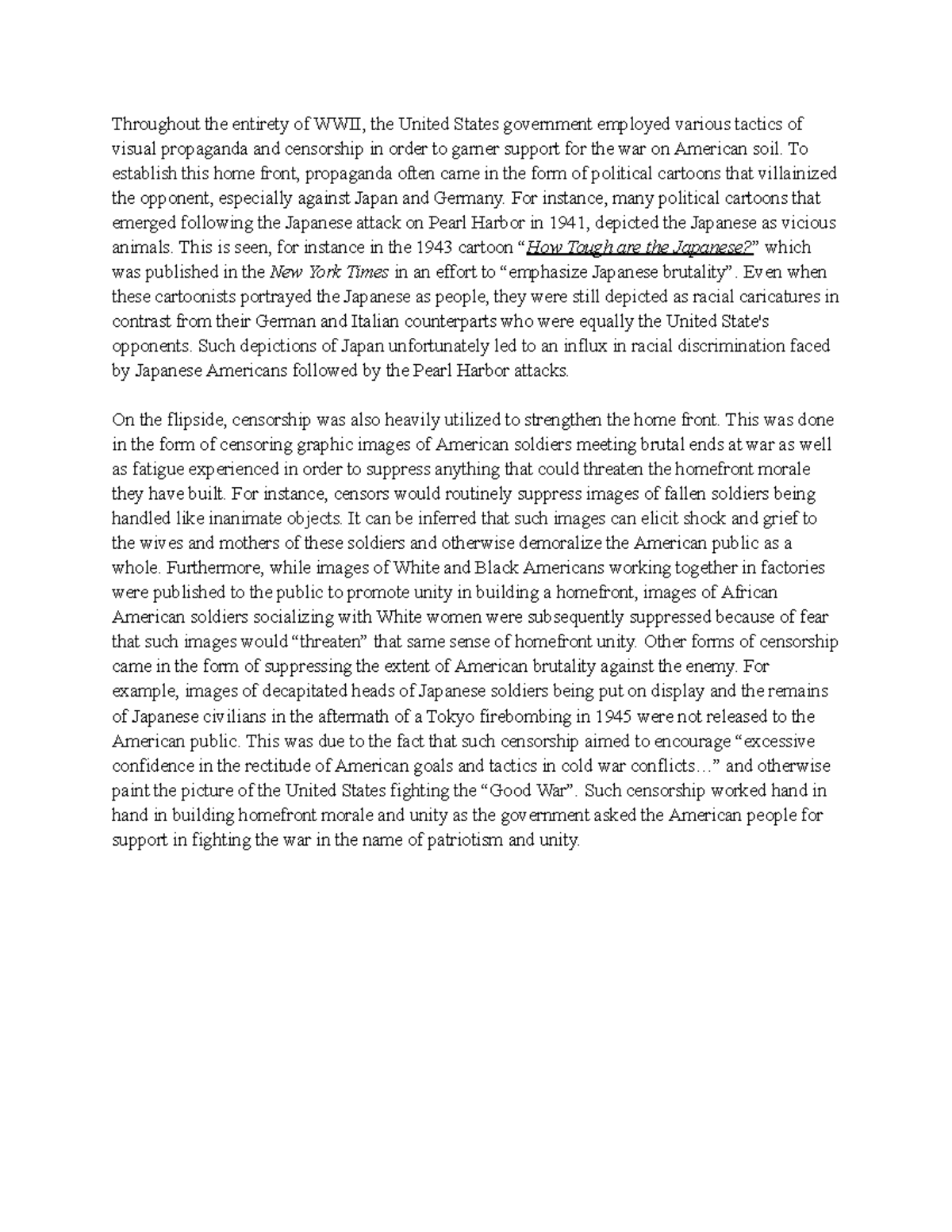 4.4 WWII The War at Home - Propaganda & Censorship Analysis - Studocu