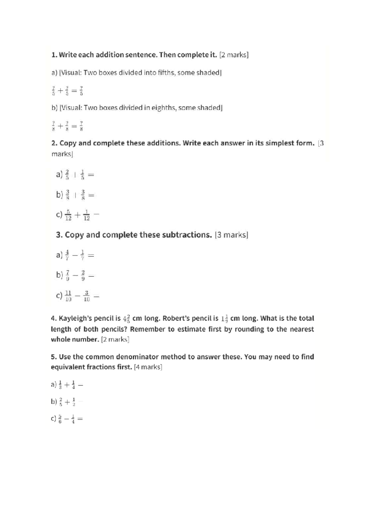 Fractions - Past Papers: Practice Questions and Solutions - Studocu