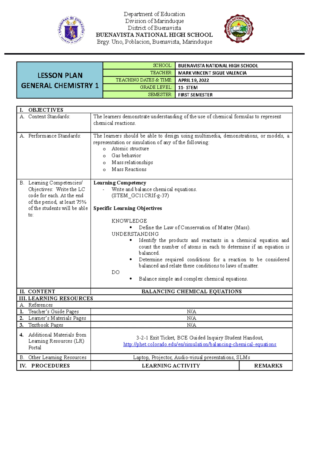 Melcs-genchem - most essential learning competencies for shs for sy ...