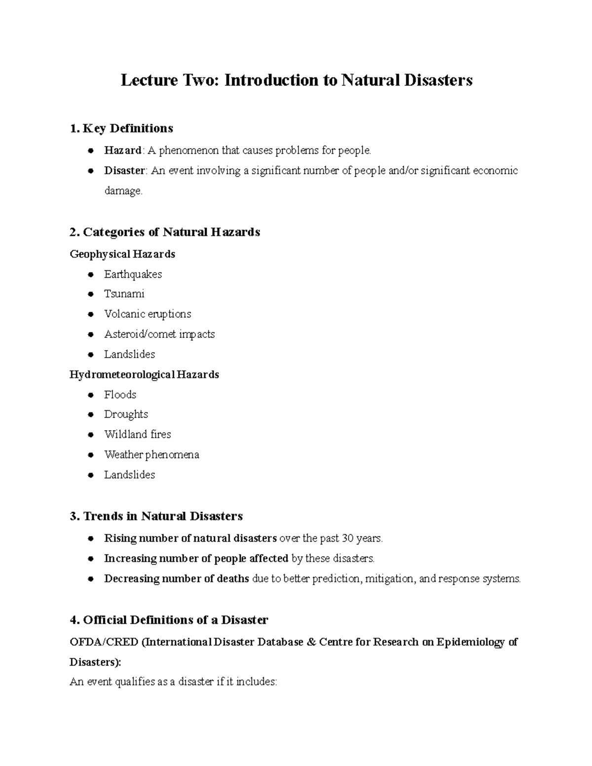 Earthsc 2GG3 - Week 1 Lecture Notes: Natural Disasters & Plate ...