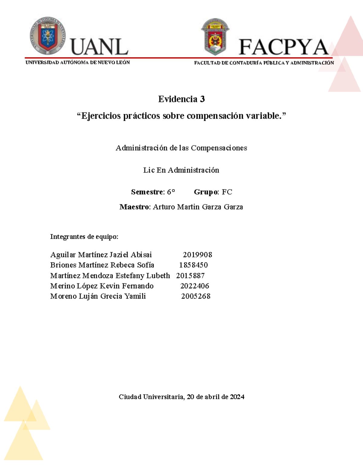 ACOM-Equipo 9-Evidencia 3: Ejercicios Prácticos de Compensación ...