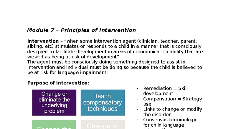Module 7 - Principles of Intervention Explained for Language ...