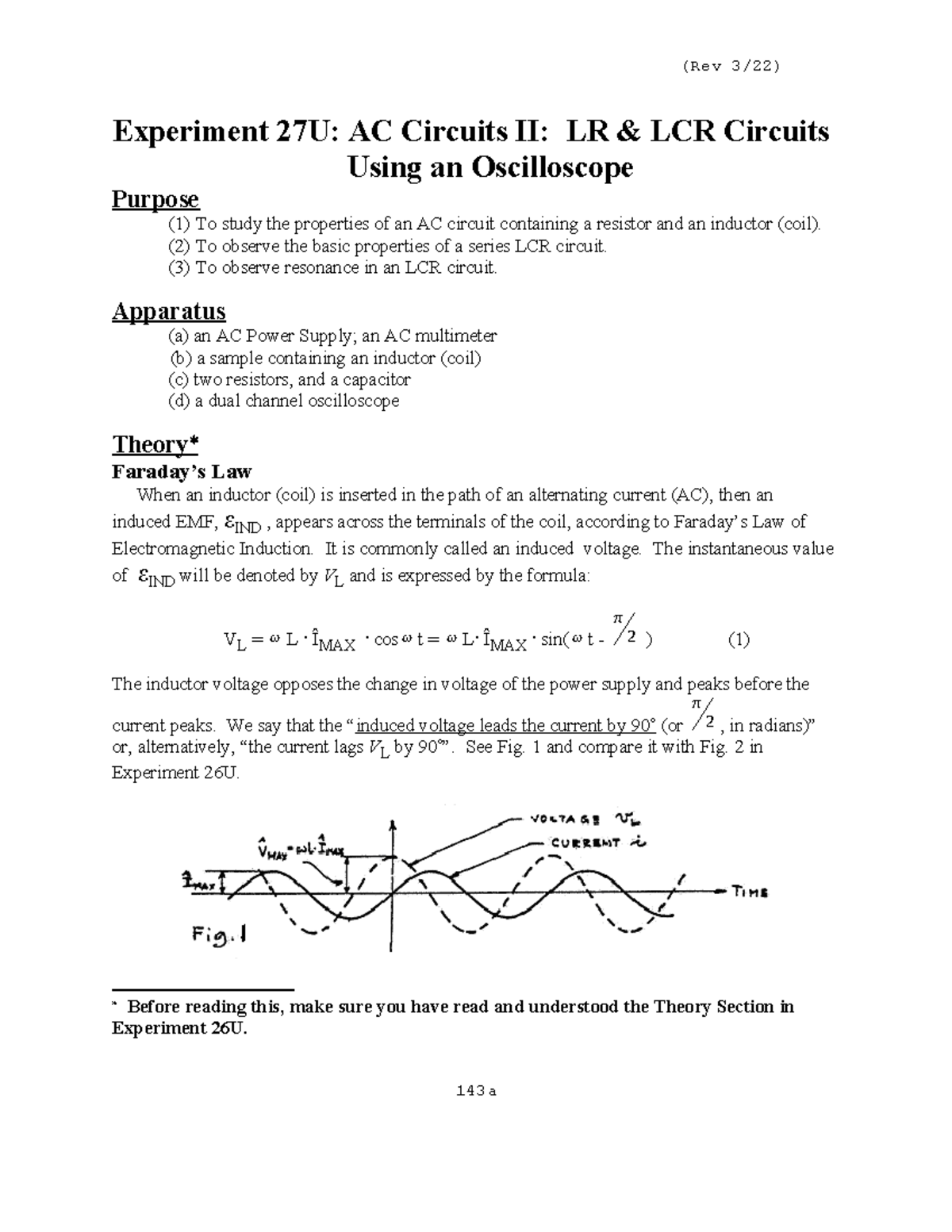 27U LCR Circuit Analysis Using Oscilloscope - AC Circuits II - Studocu