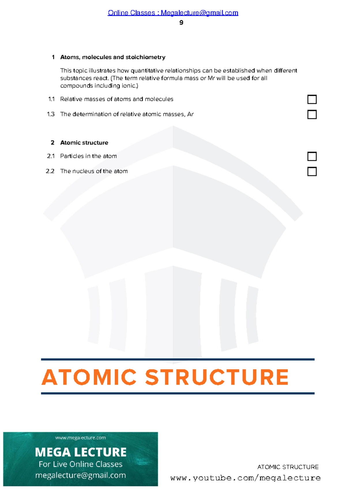 Atomic Structure Notes: Atoms, Molecules & Stoichiometry (Online Class ...