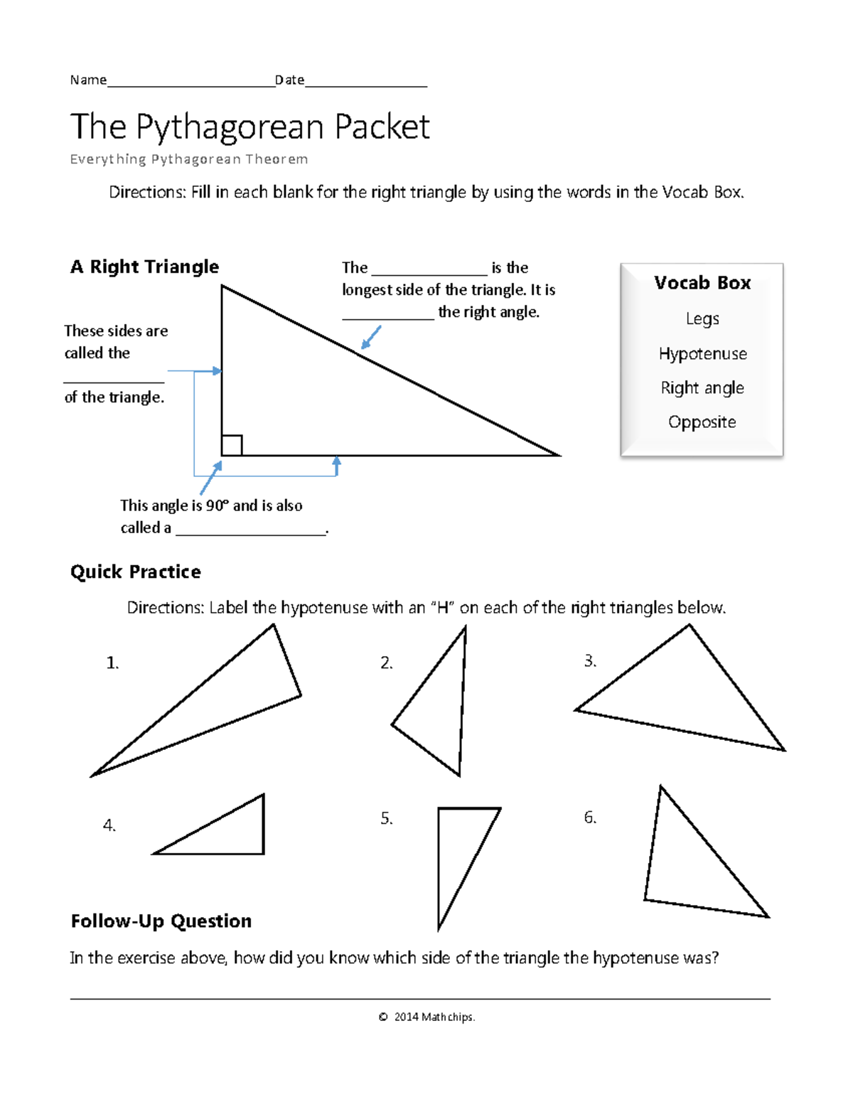 E99e929aaf1d17755: Pythagorean Theorem Practice Packet for Right ...