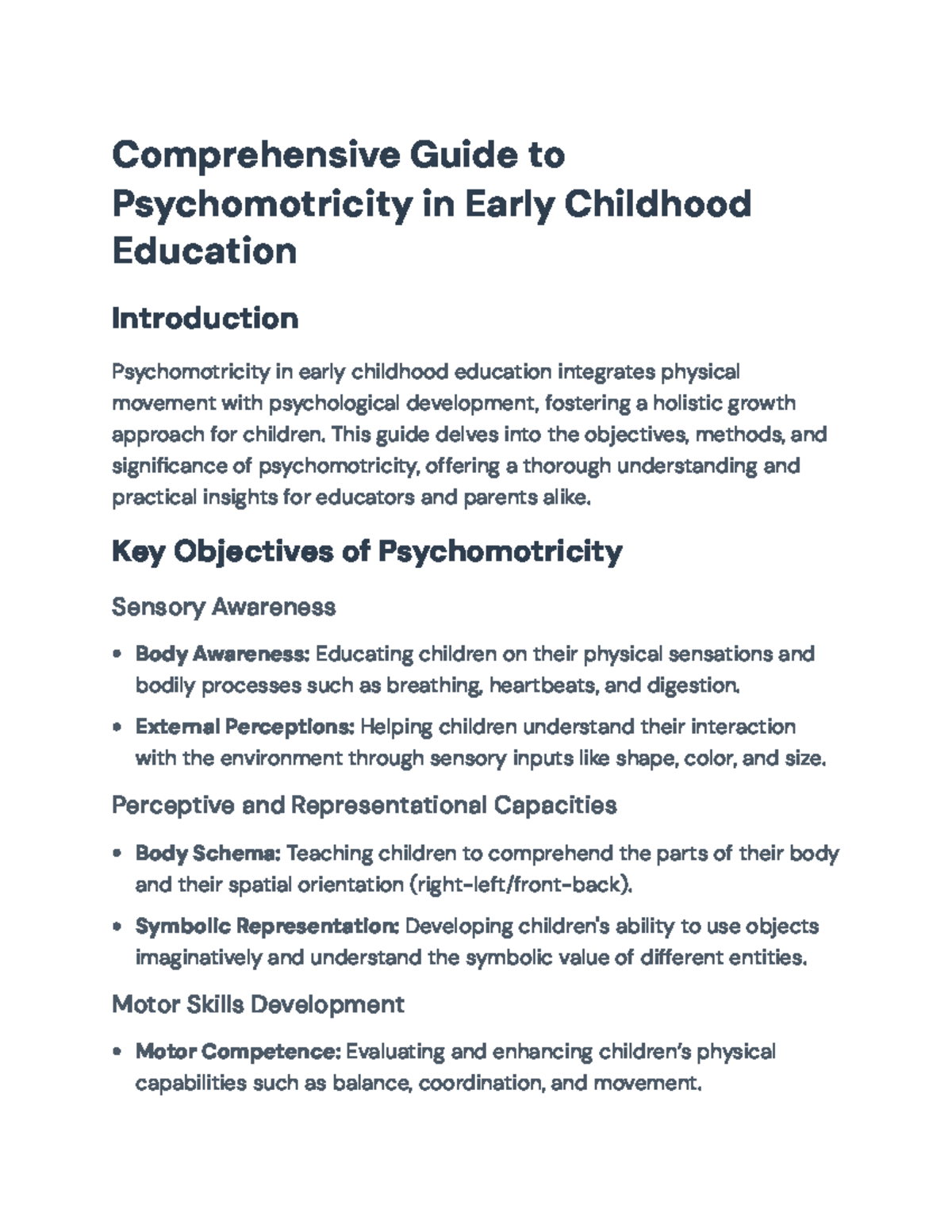 Comprehensive Guide to Psychomotricity in Early Childhood Education ...
