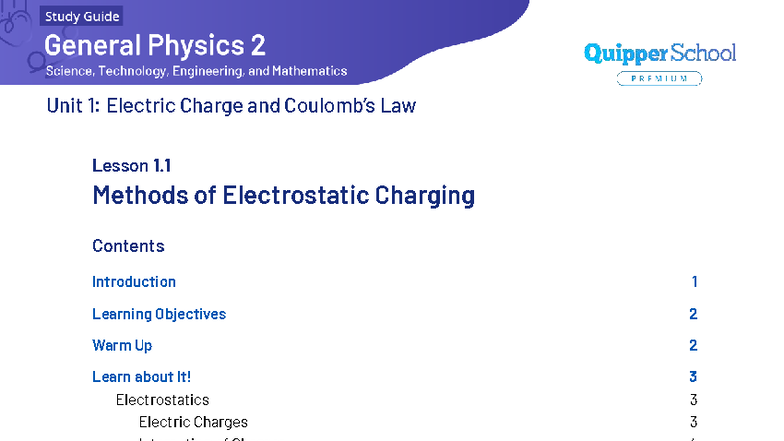 Unit 1: Electric Charge and Law - Lesson 1.1 Electrostatic Charging ...