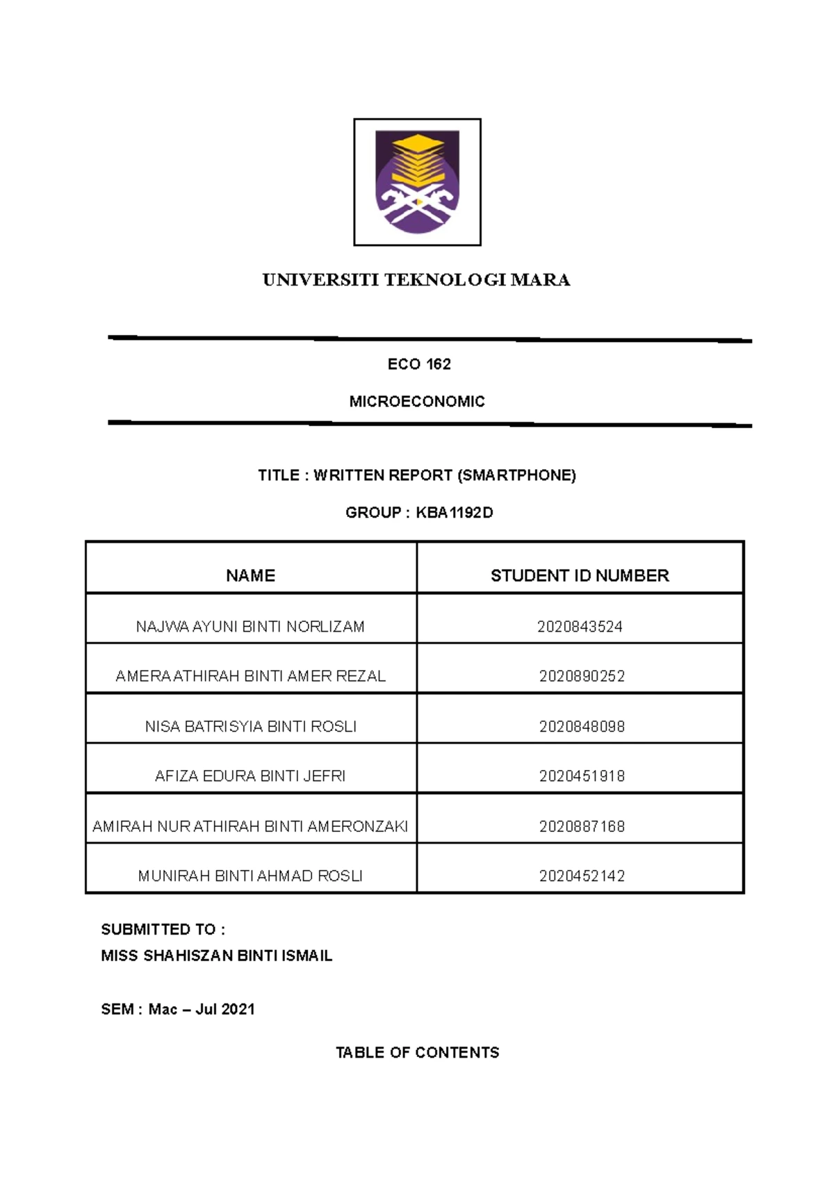 Sample Group Assignment MGT162 - FACULTY OF BUSINESS AND MANAGEMENT DIPLOMA IN INVESTMENT ...