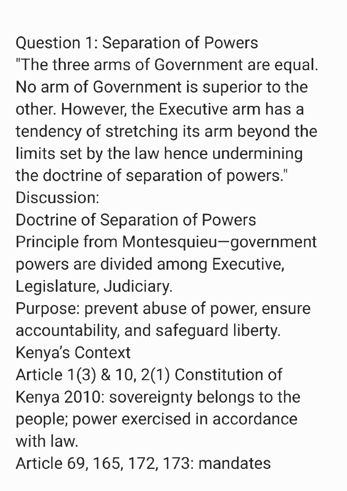 Constitutional Law Insights: Past Papers Answers on Separation of ...
