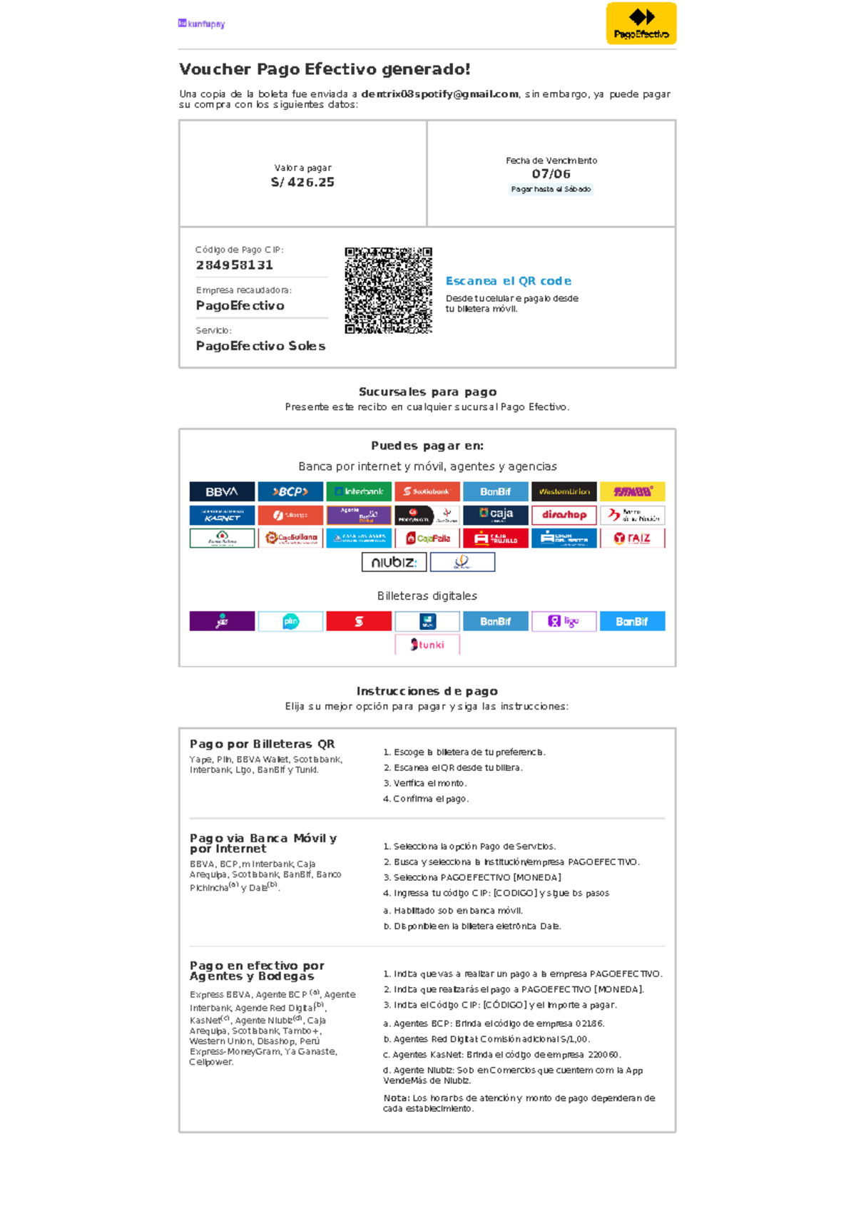 Instrucciones de Pago Efectivo: Guía Completa y Código CIP 284958131 ...